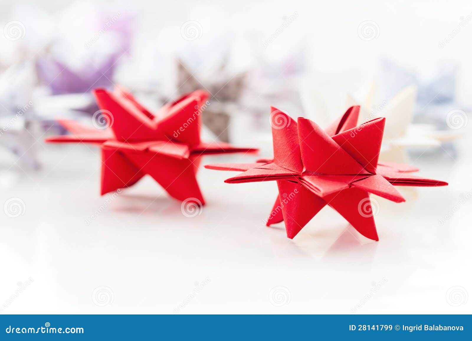 Red Paper Christmas stars stock image. Image of decoration - 28141799