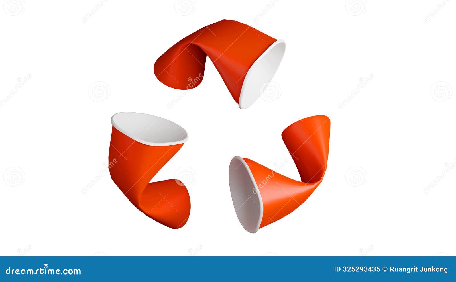 Red Paper Cup Form Mobius Loop or Recycling Symbol, Clipping Path, 3d ...