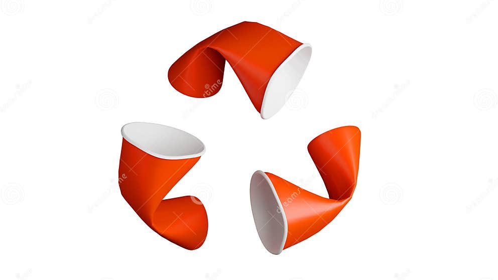 Red Paper Cup Form Mobius Loop or Recycling Symbol, Clipping Path, 3d ...