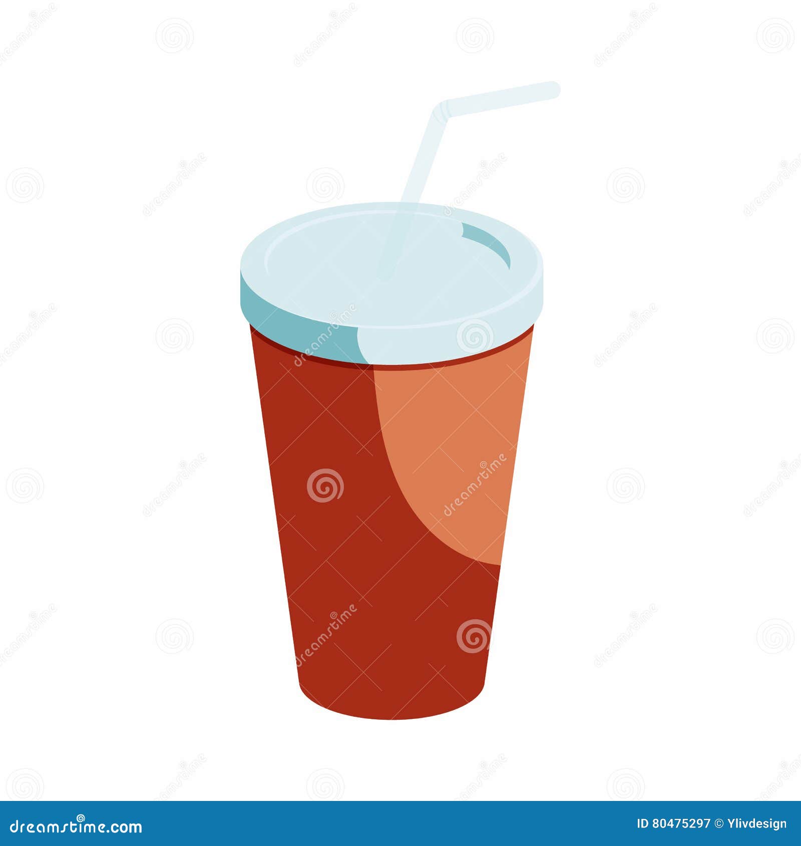 Red Paper Cup with Straw Icon, Cartoon Style Stock Vector ...