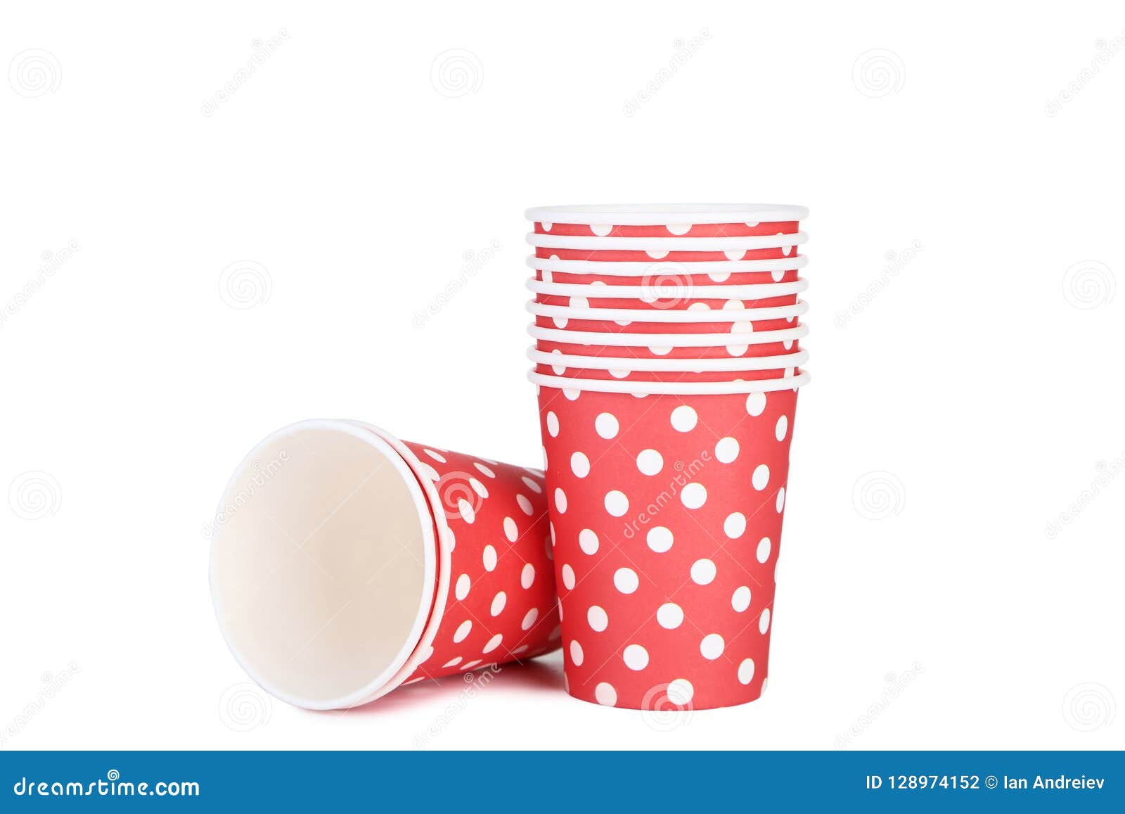 Red paper cups stock photo. Image of container, object - 128974152