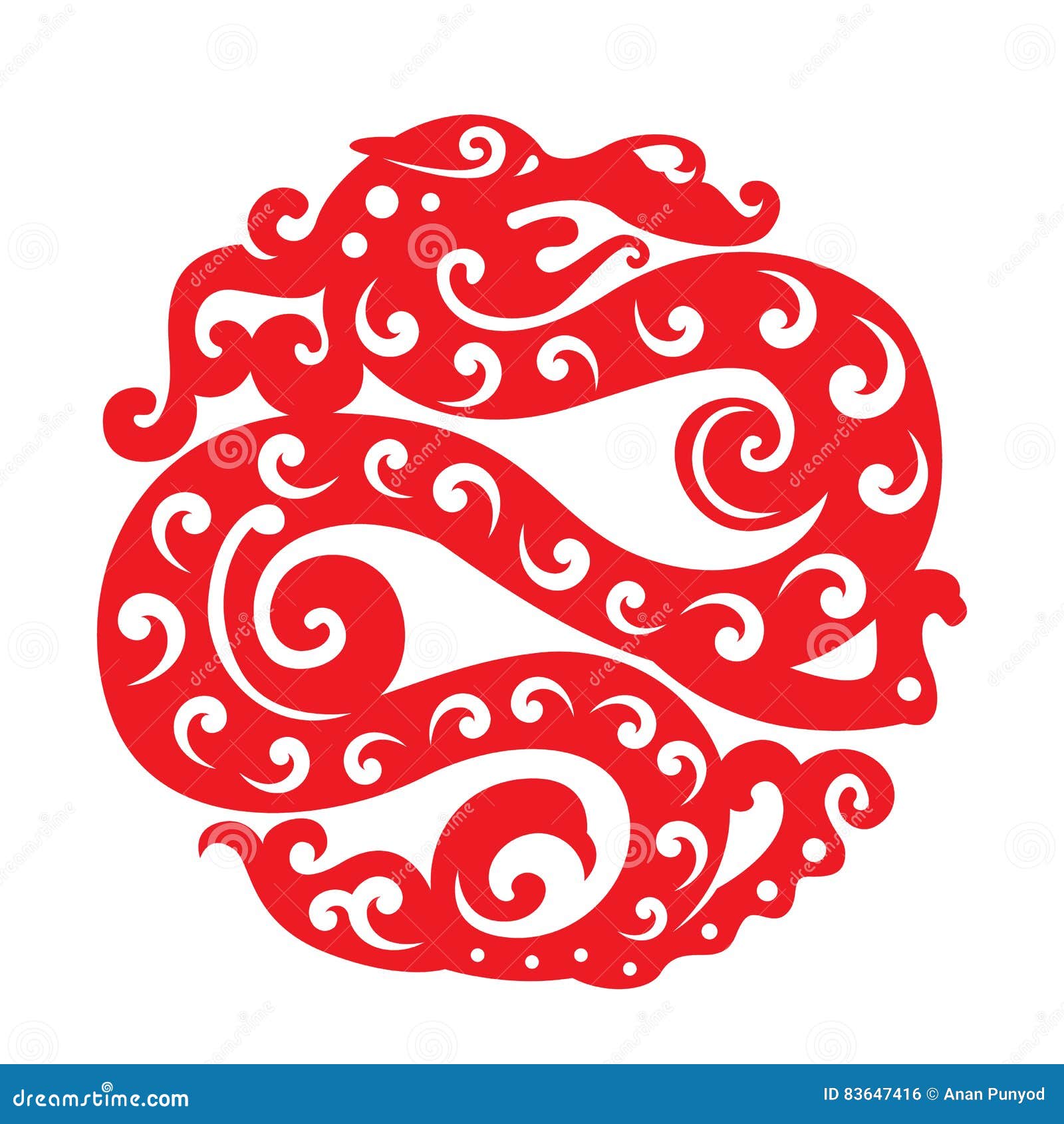 Red Paper Cut China Dragon Circle Style Vector Design Stock Vector ...