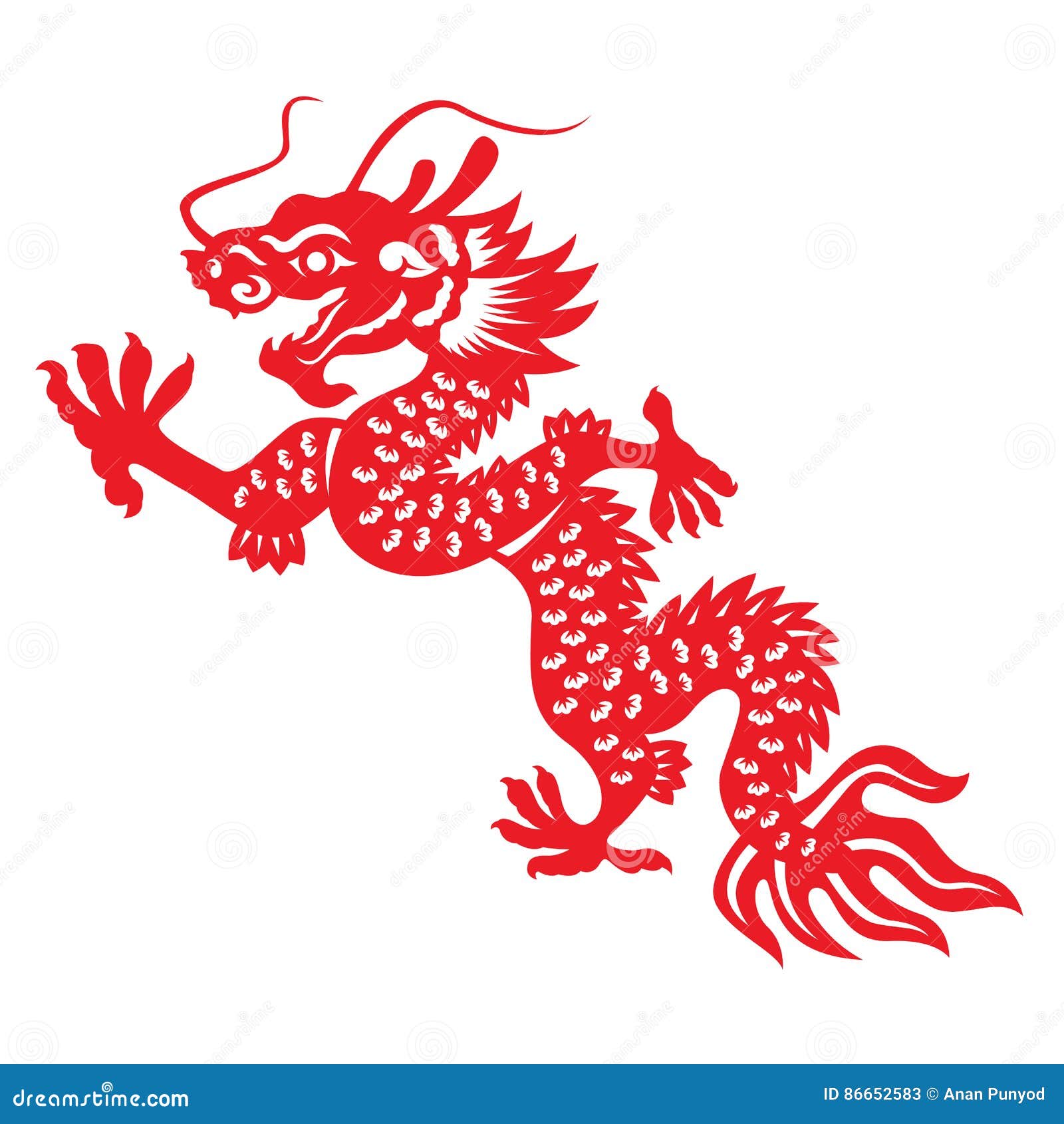Red Paper Cut Dragon China Vector Design Stock Vector - Illustration of ...