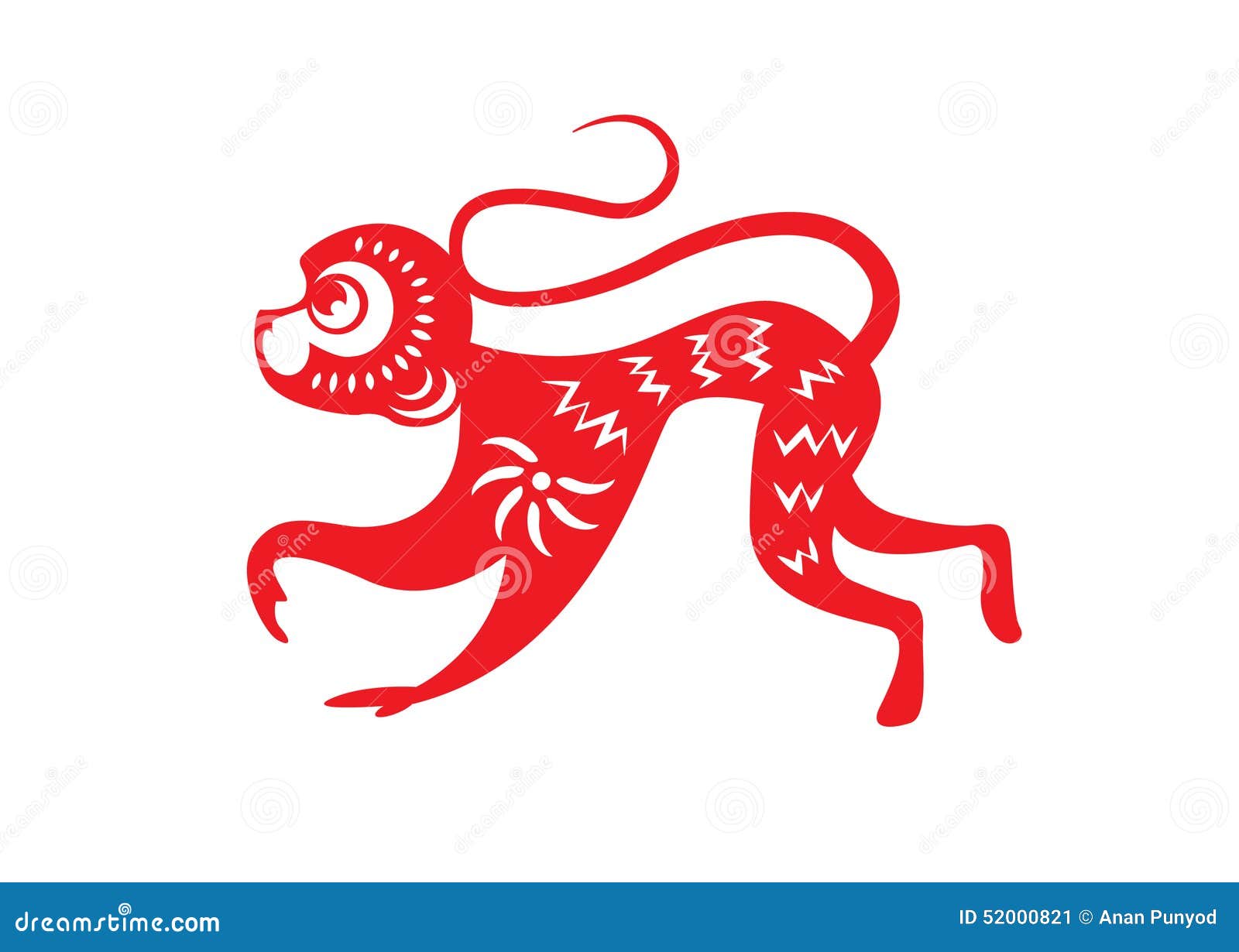 Red Paper Cut a Monkey Zodiac Symbols Stock Vector - Illustration of ...