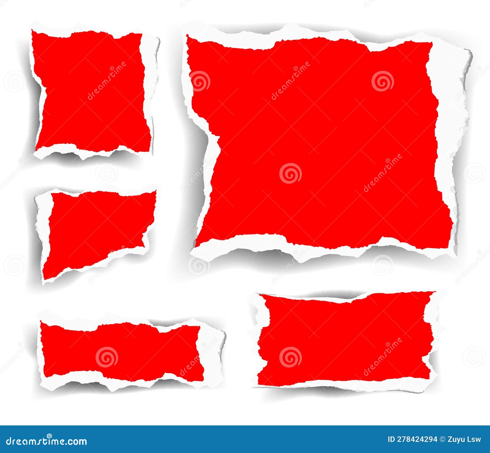 Red Paper Tears Collection, Ripped Paper Tear, Torn Paper Edges, Vector ...