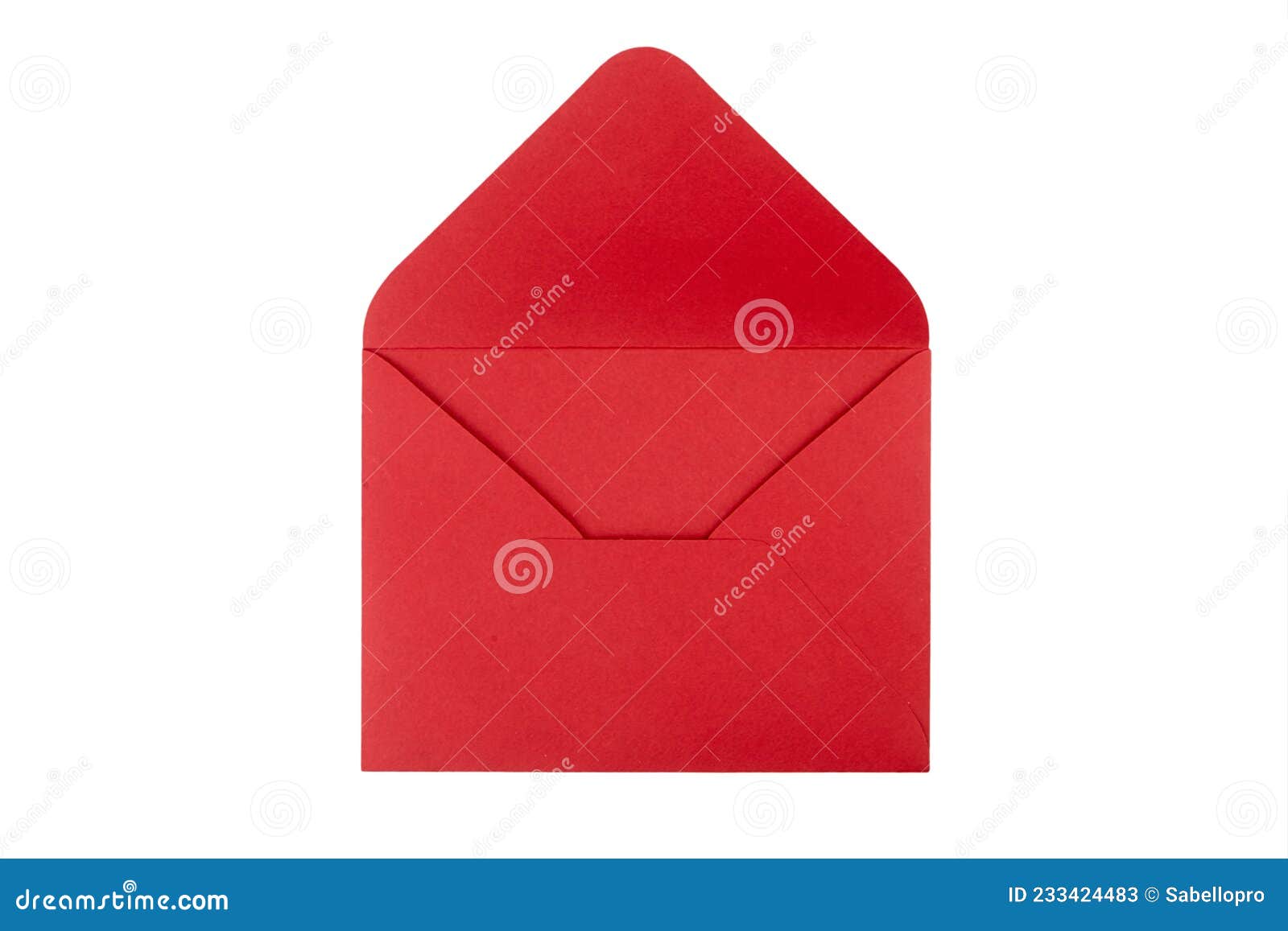 Red Paper Envelope Isolated on White Stock Image - Image of open, empty ...