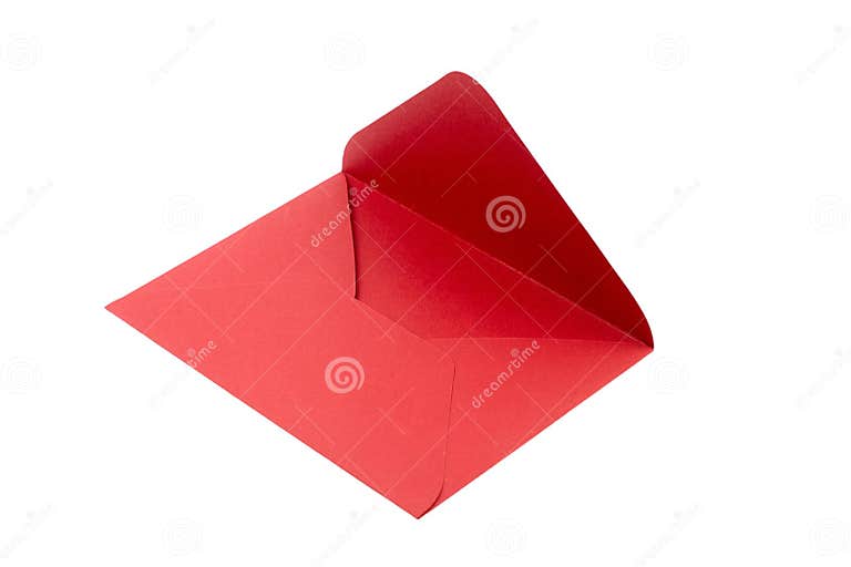 Red Paper Envelope Isolated on White Stock Image - Image of postcard ...