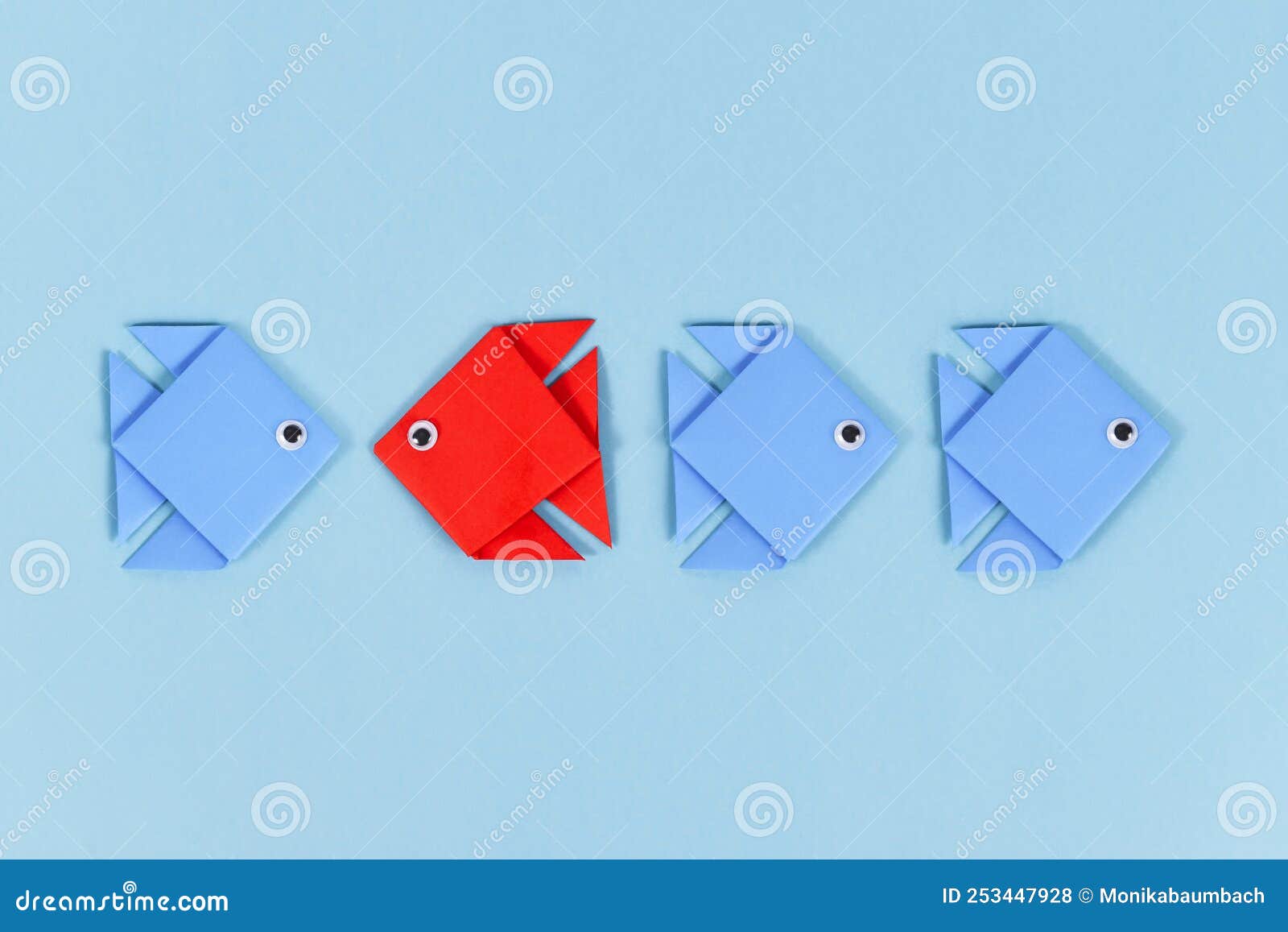 Red Paper Fish Swimming Swimming Against the Current in Opposite ...