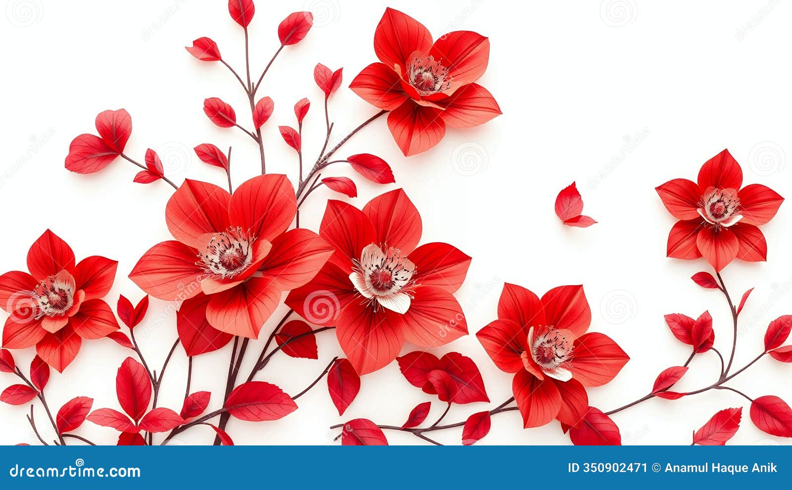 Red Paper Flowers on a White Background Stock Illustration ...