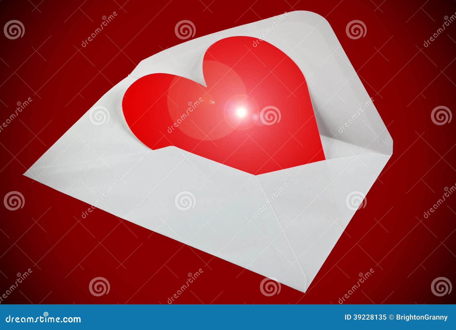 Red Paper Valentine Heart in Envelope Stock Image - Image of bright ...