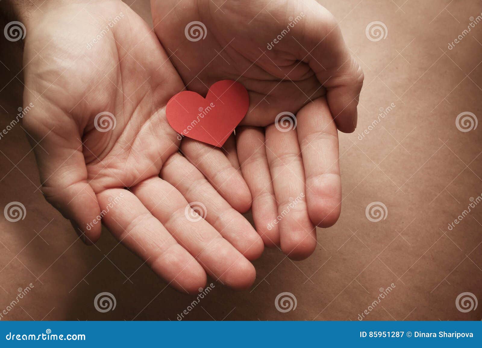 Red Paper Heart in Hands. Card for a Loved One Stock Image - Image of ...