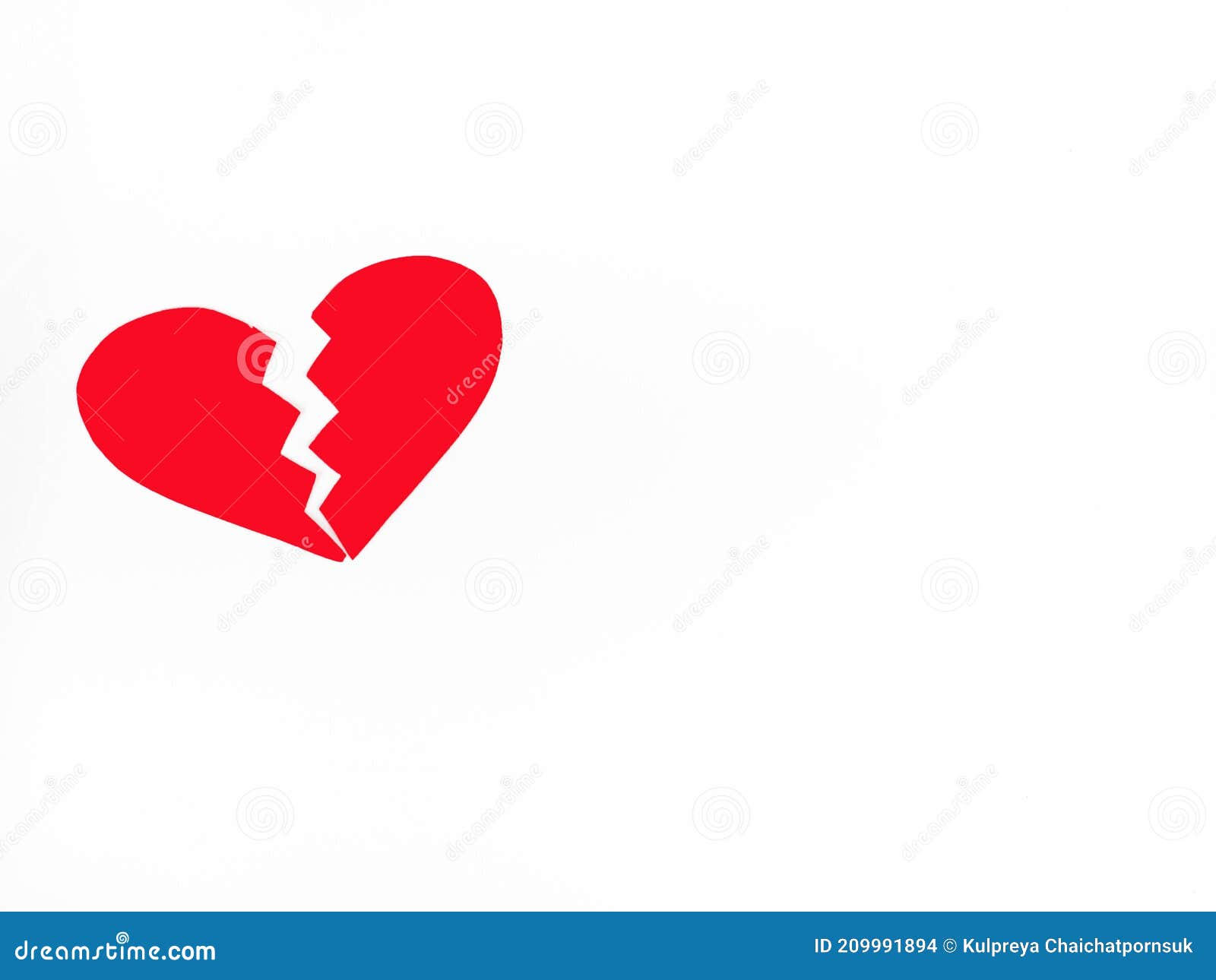 Red Paper Heart Split into Two Put on a White Background Stock Photo ...