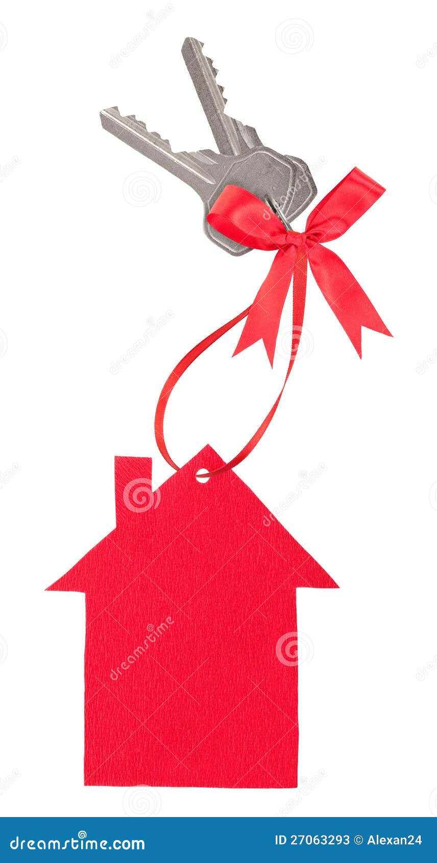 Red Paper House with Keys and a Bow Stock Image - Image of concept ...
