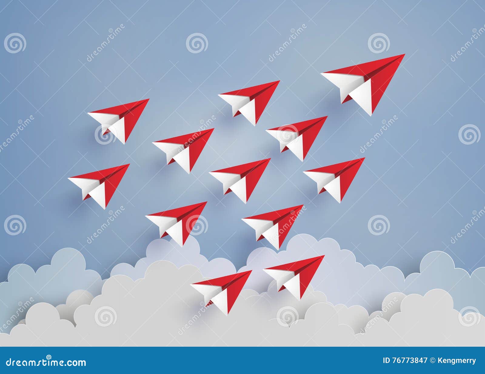 Red Paper Plane on Blue Sky Stock Vector - Illustration of leadership ...