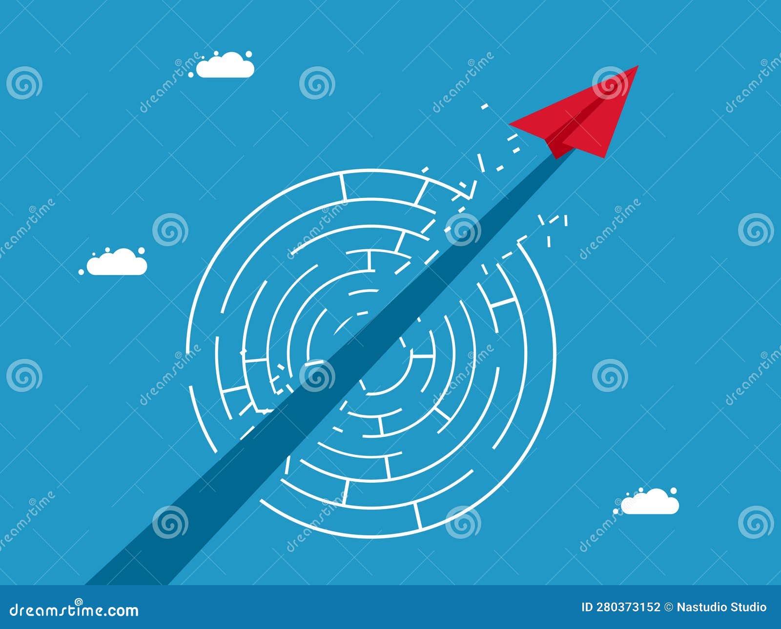 1 a Red Paper Plane Flew through the Puzzle Maze. the Concept of ...