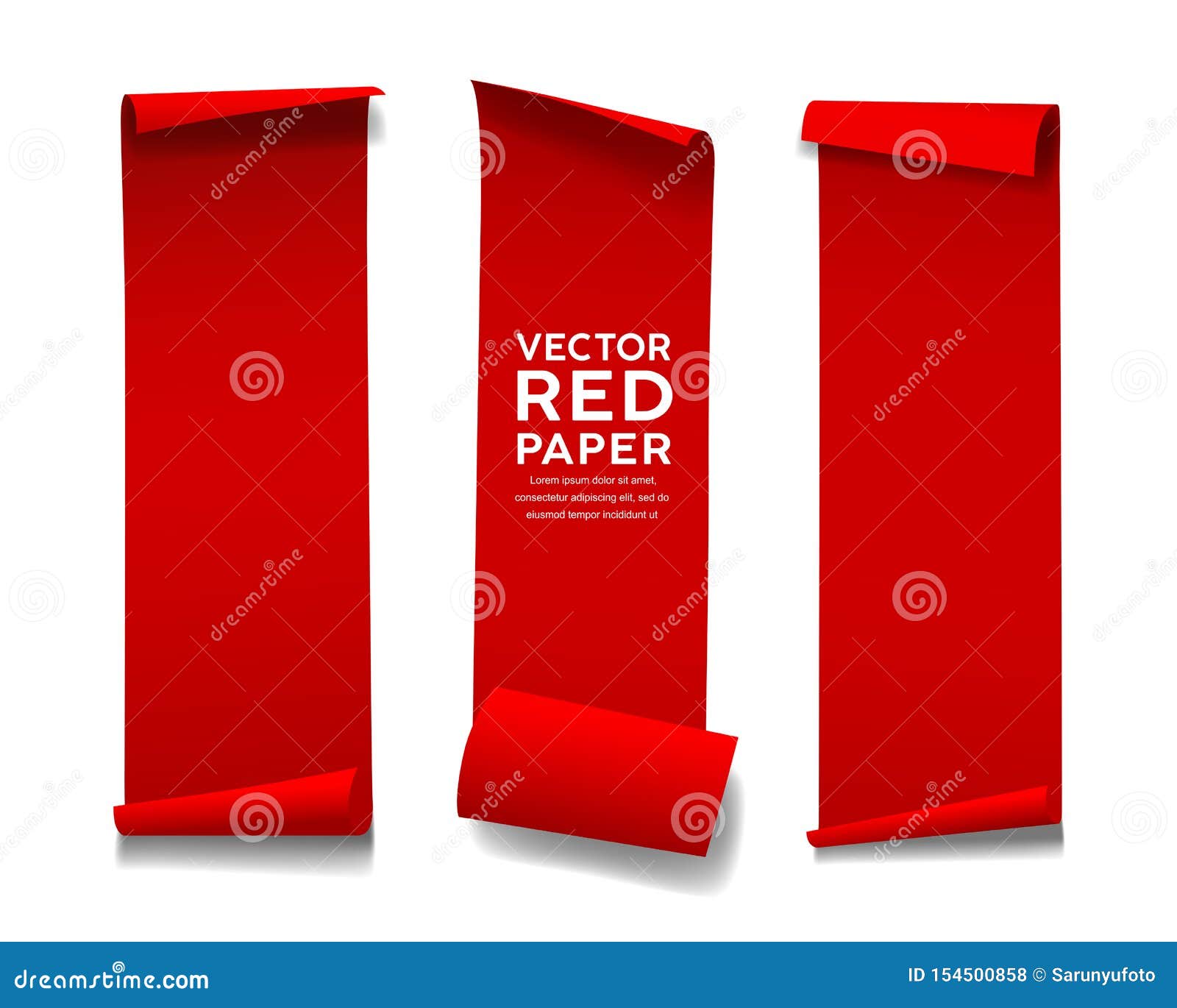 Red Paper Roll Long Size Vertical Vector, Collection Isolated on White ...