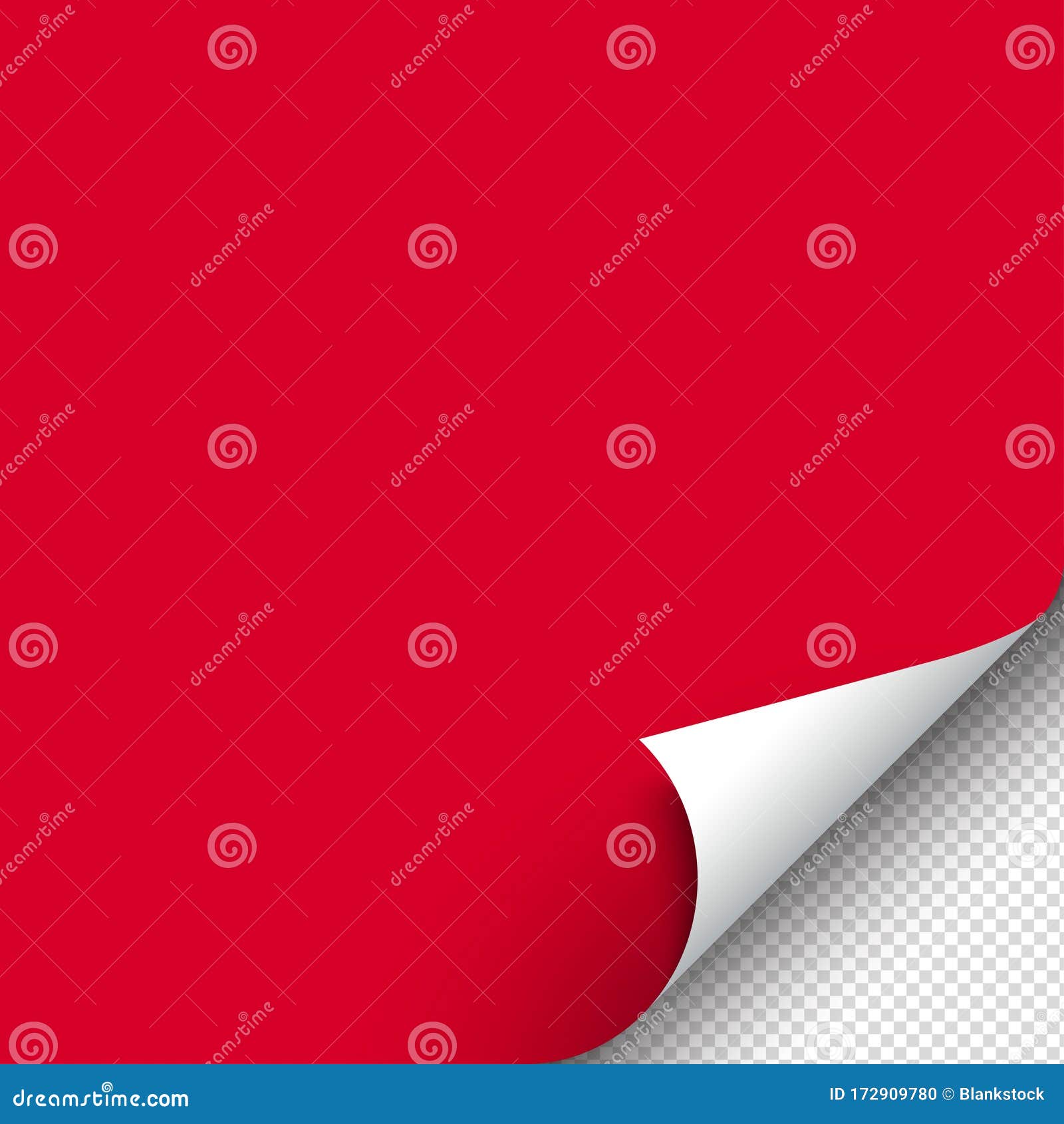 Red Paper Sticker with Curled Corner. Page Curl with Shadow. Template ...