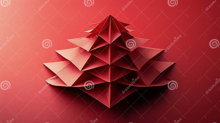Red Paper Tree Design on a Solid Red Background Ideal for Festive ...