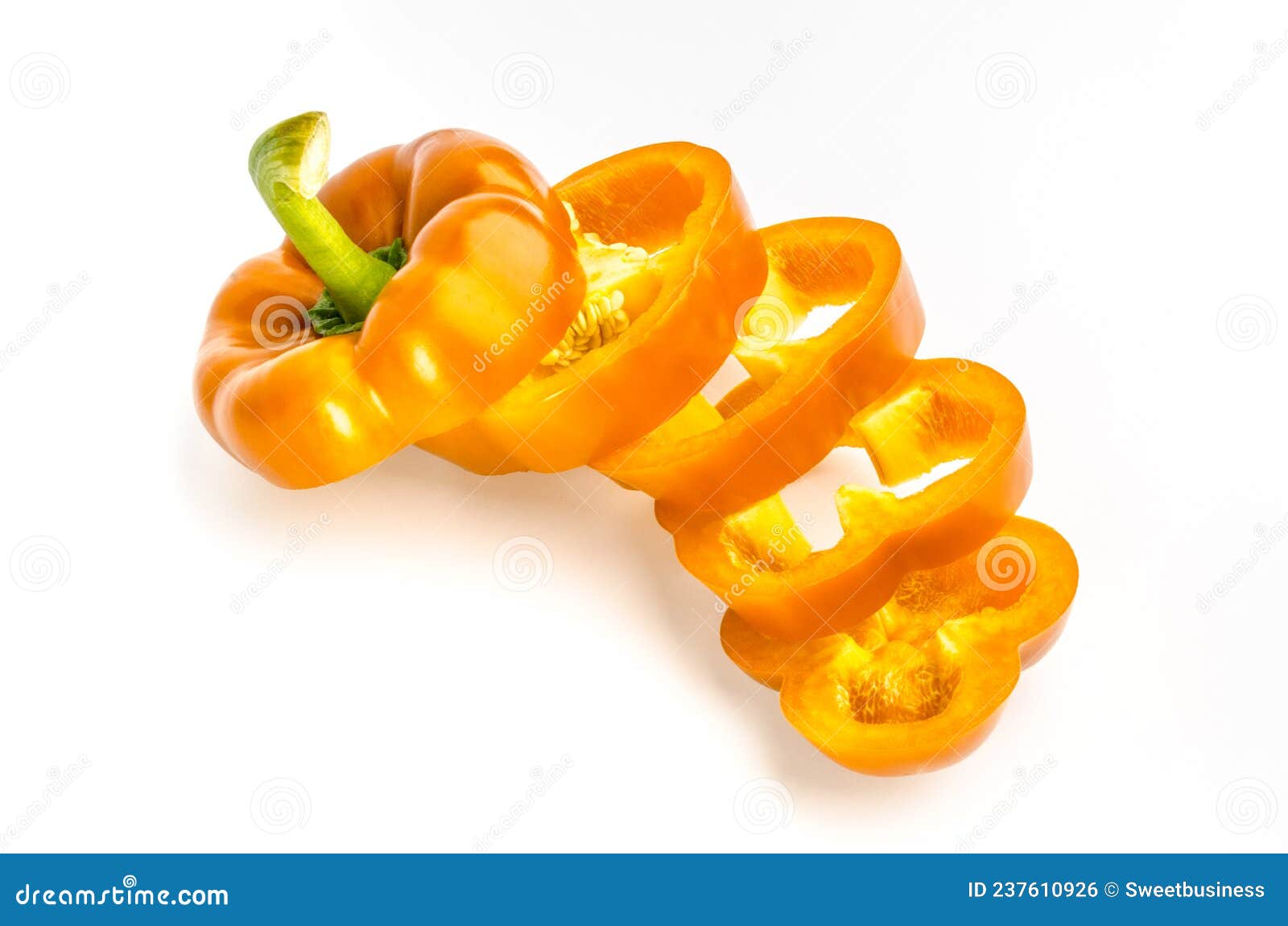 Red Paprika and Slices Isolated on the White Background Stock Photo ...