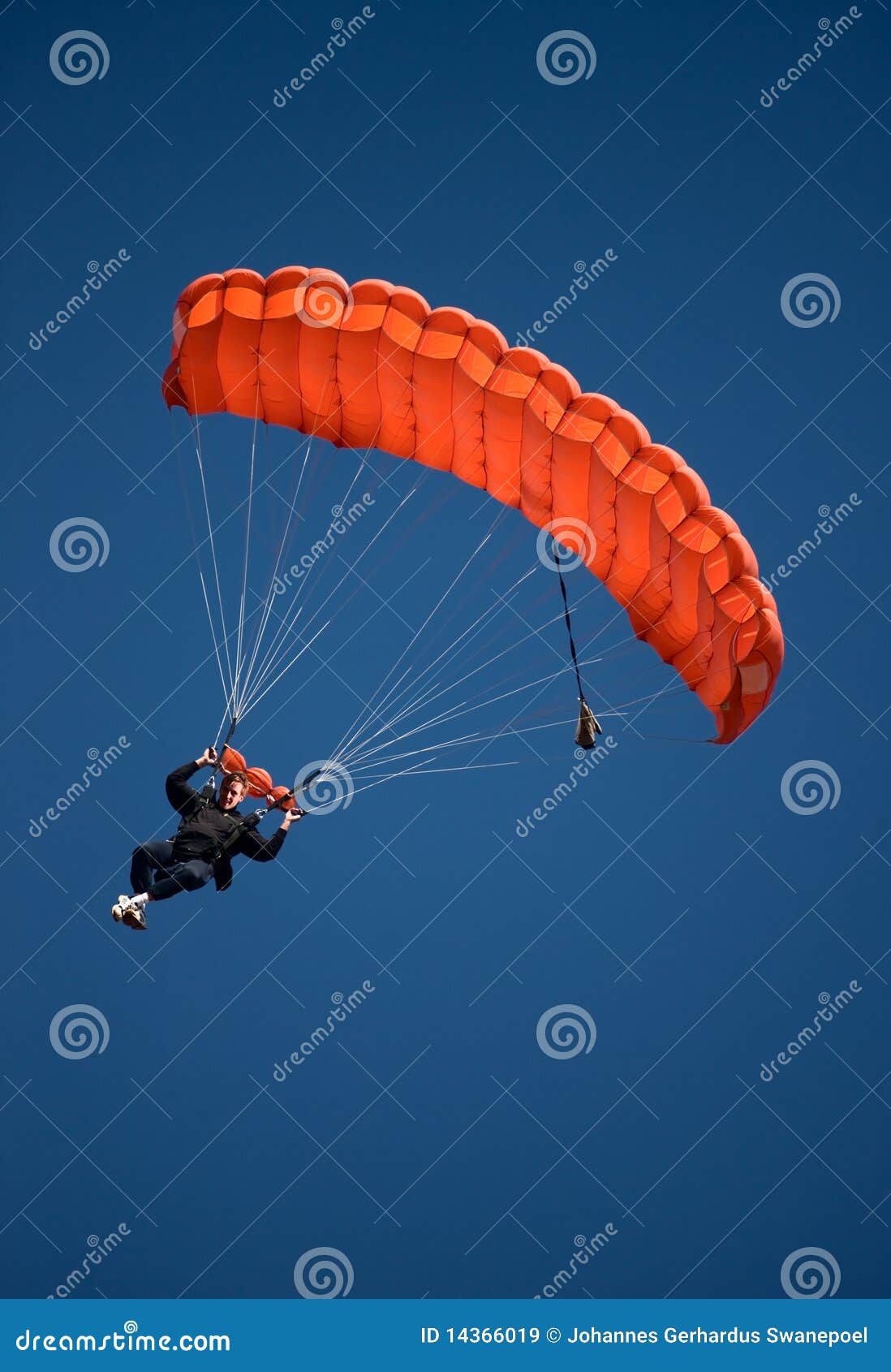 Red Parachute Against Blue Sky Stock Image - Image of sport, skydive ...