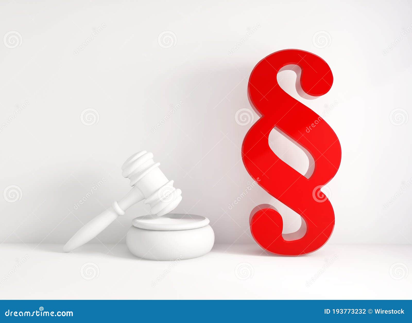 Red Paragraph Symbol and a White Judge`s Hammer on a White Background ...