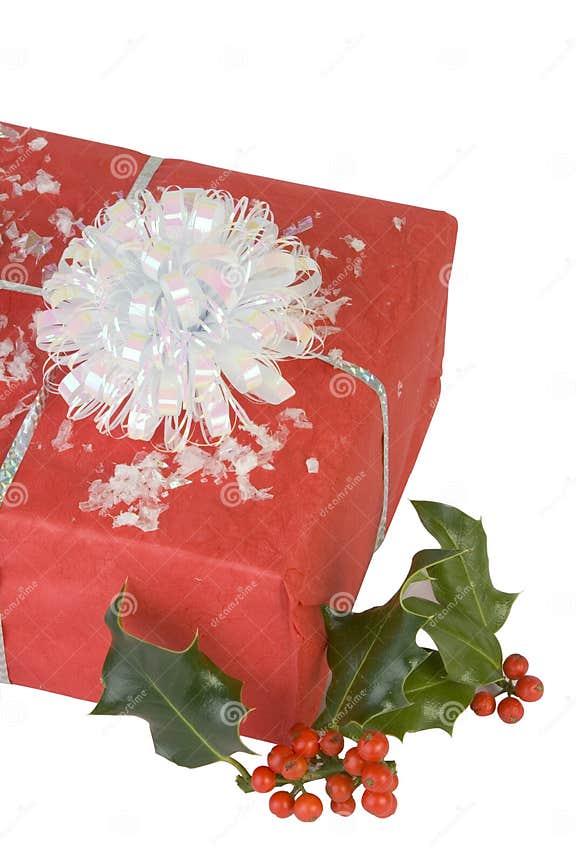 Red parcel stock image. Image of gift, xmas, holly, ribbon - 349245