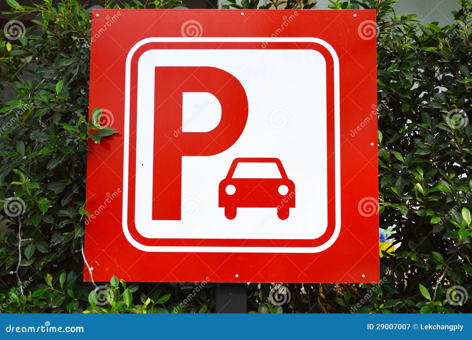 Red Parking Sign with Green Leaf Stock Image - Image of automobile ...