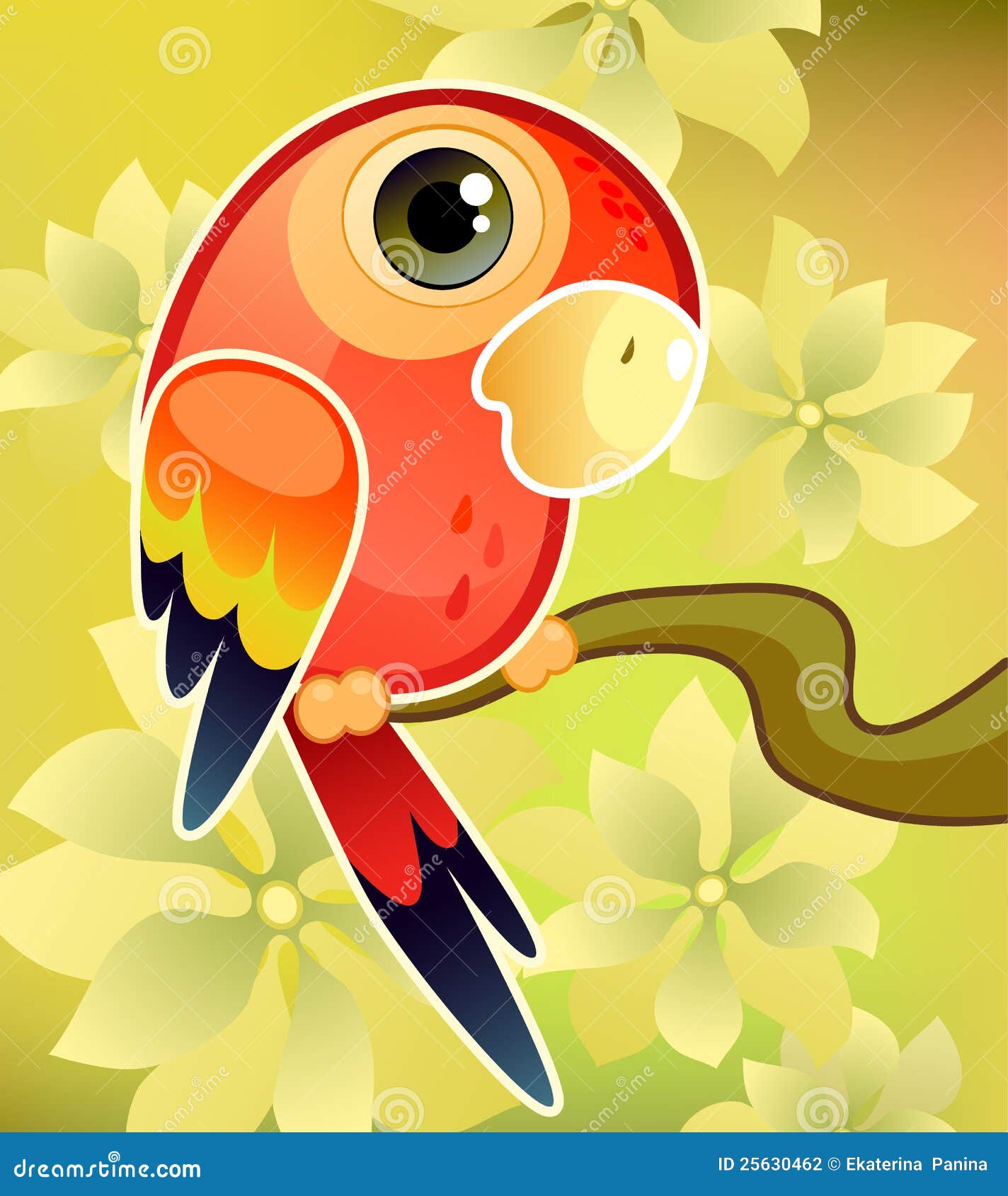 Red parrot on tree stock vector. Illustration of cartoon - 25630462
