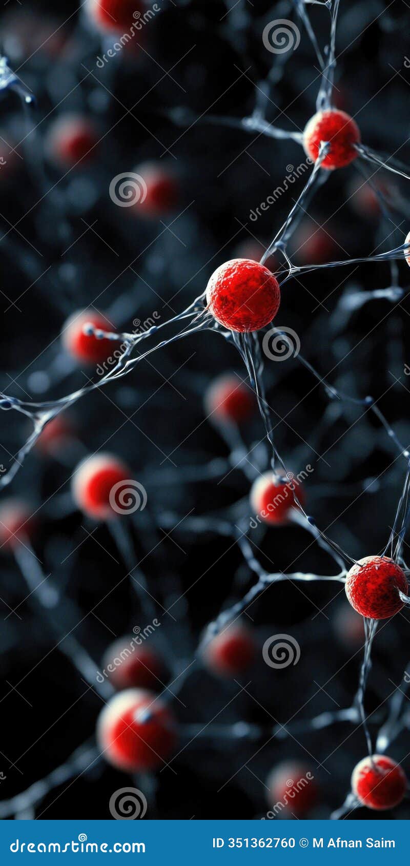 Red Particles Connected by Thin Strands Create a Complex Molecular ...