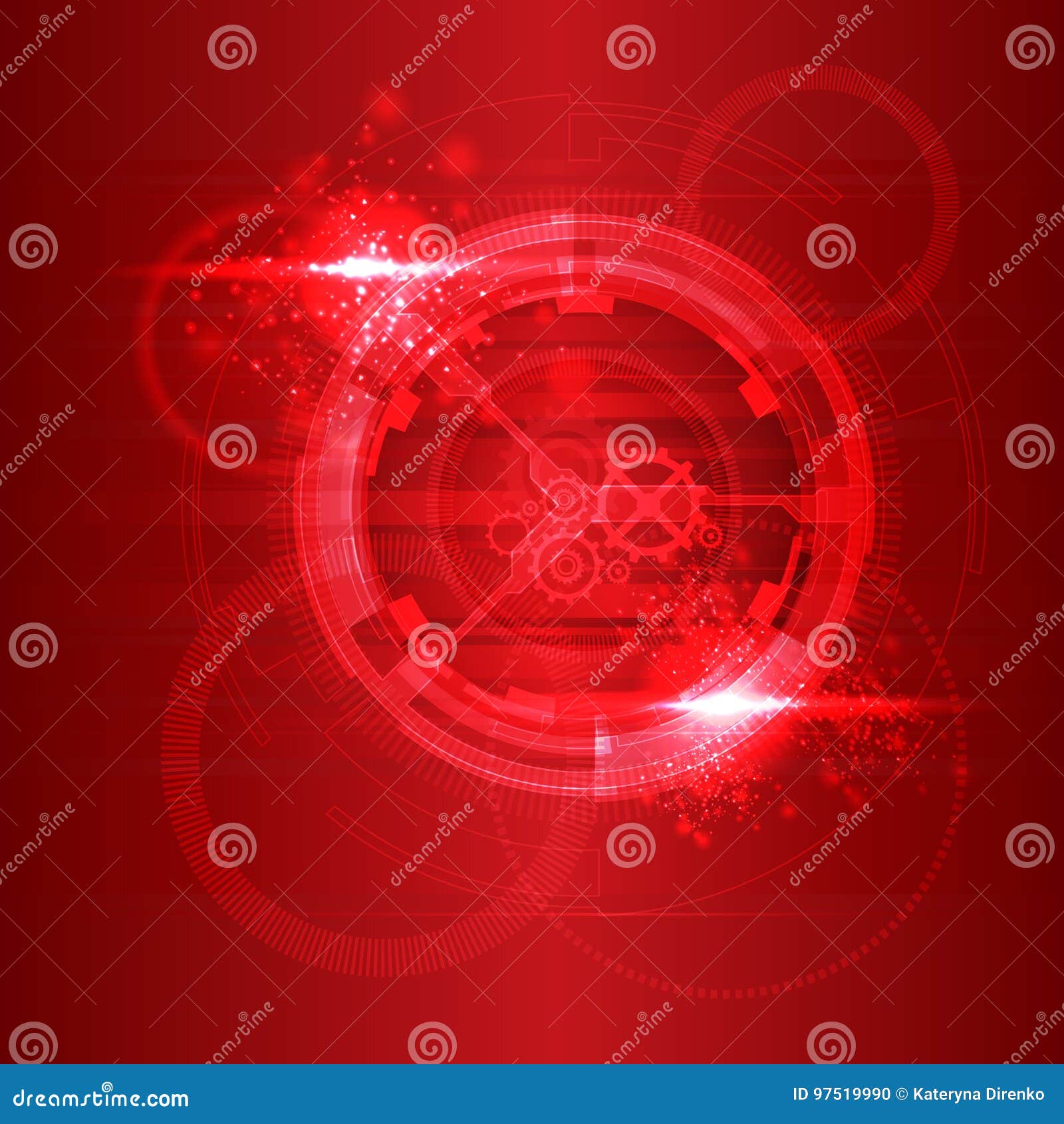 Red Particles Flowing Towards on Dark Background. Vector Illustration ...