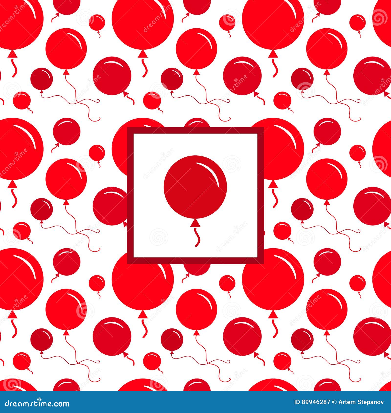 Red Party Balloon Pattern on White Background Stock Vector ...