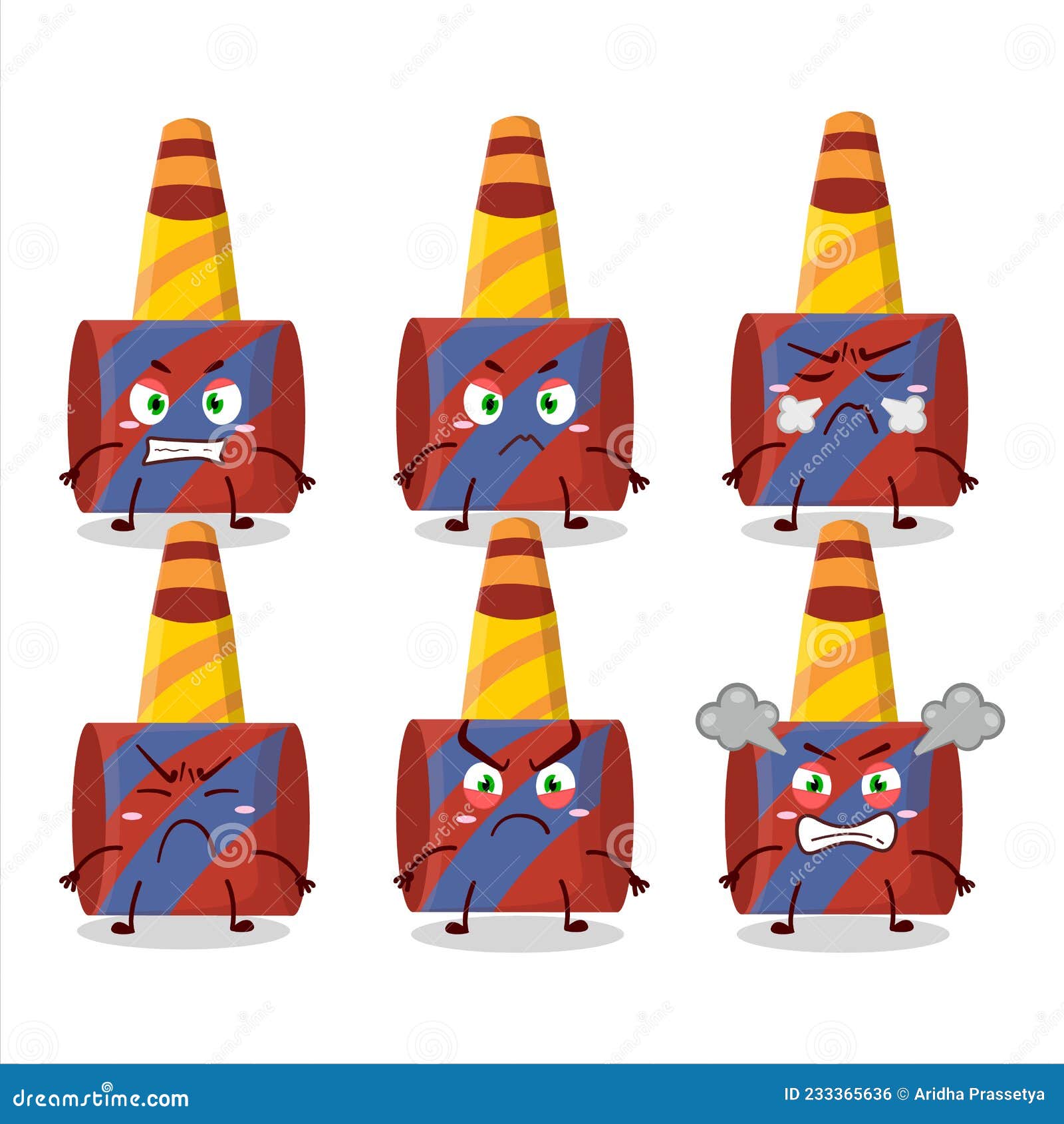 Red Party Blower Cartoon Character with Various Angry Expressions Stock ...