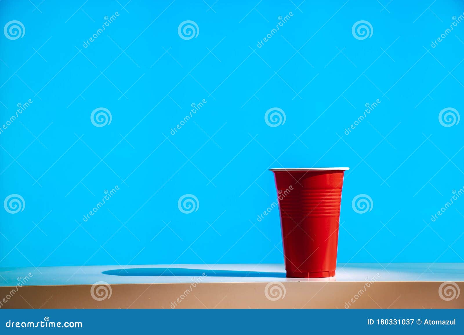Red Party Cup Modern Blue Background Stock Image - Image of background ...