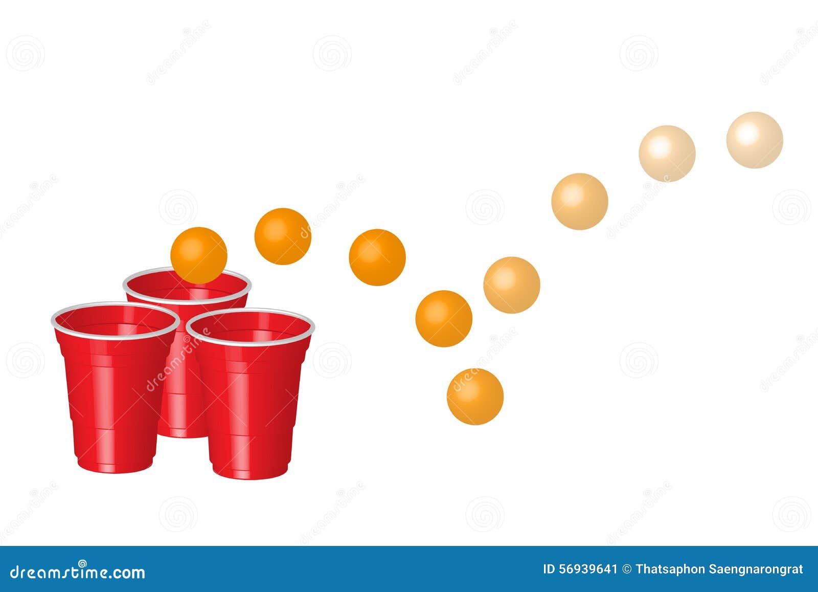 Red Party Cup With Ping Pong Ball, Isolated On White Background Stock ...