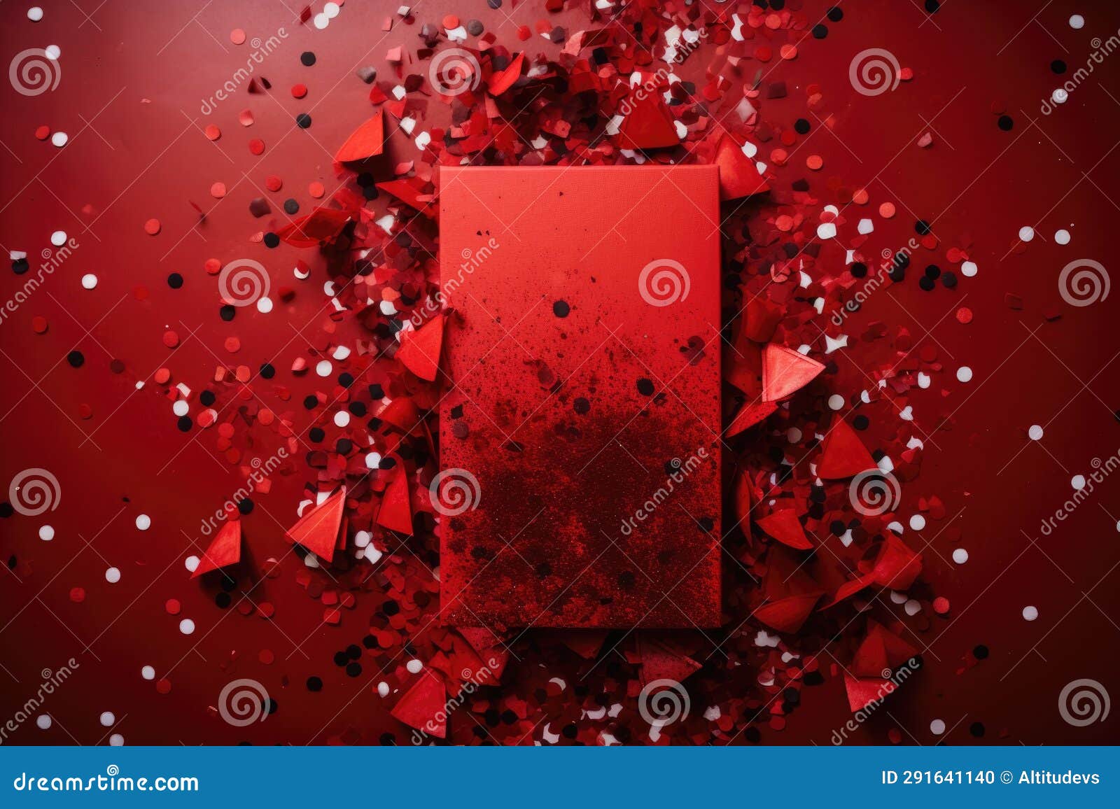 Red Party Invitation with Confetti Around Stock Photo - Image of ...