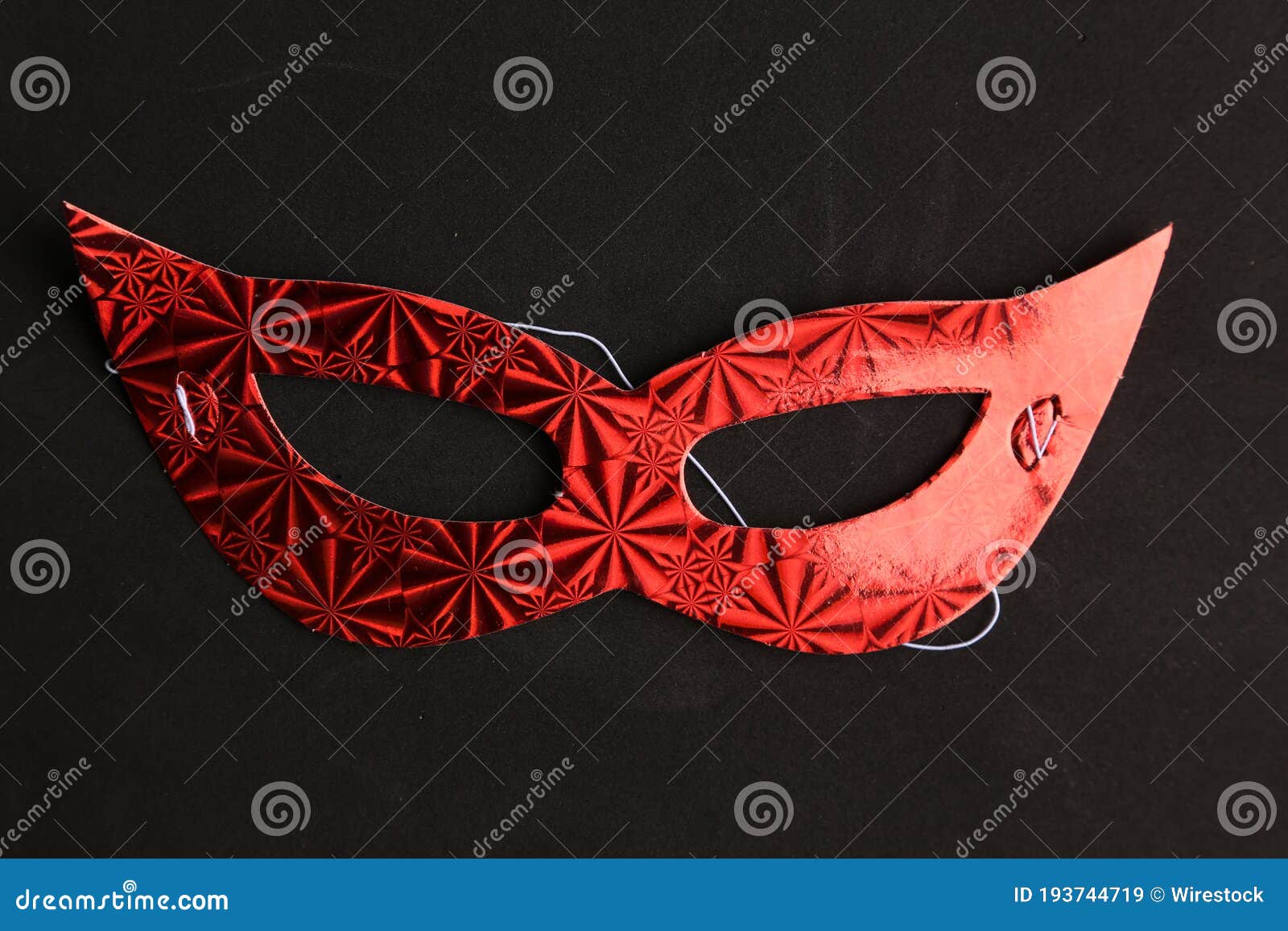 Red Party Mask Isolated on Black Background Stock Image - Image of mask ...