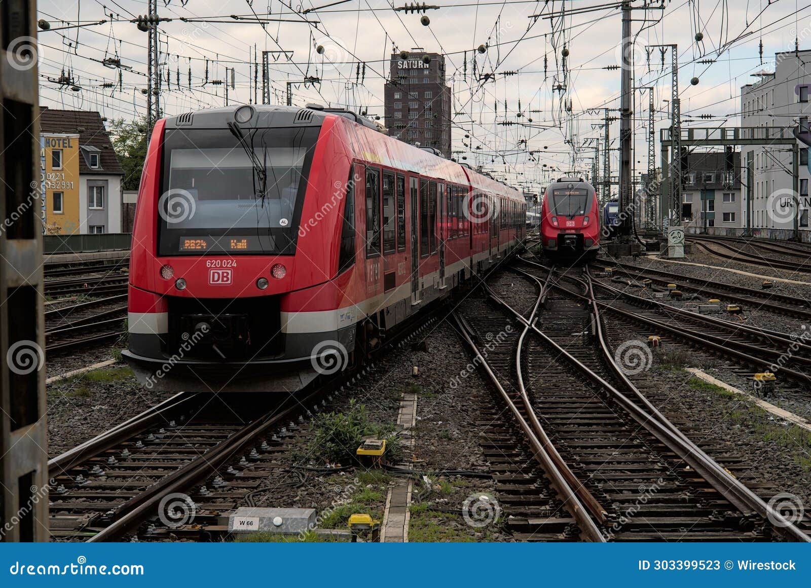 Red Passenger Train Arriving at Cologne Central Station. Editorial ...