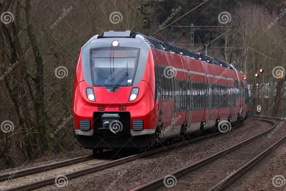 Red passenger train stock photo. Image of train, green - 146508760