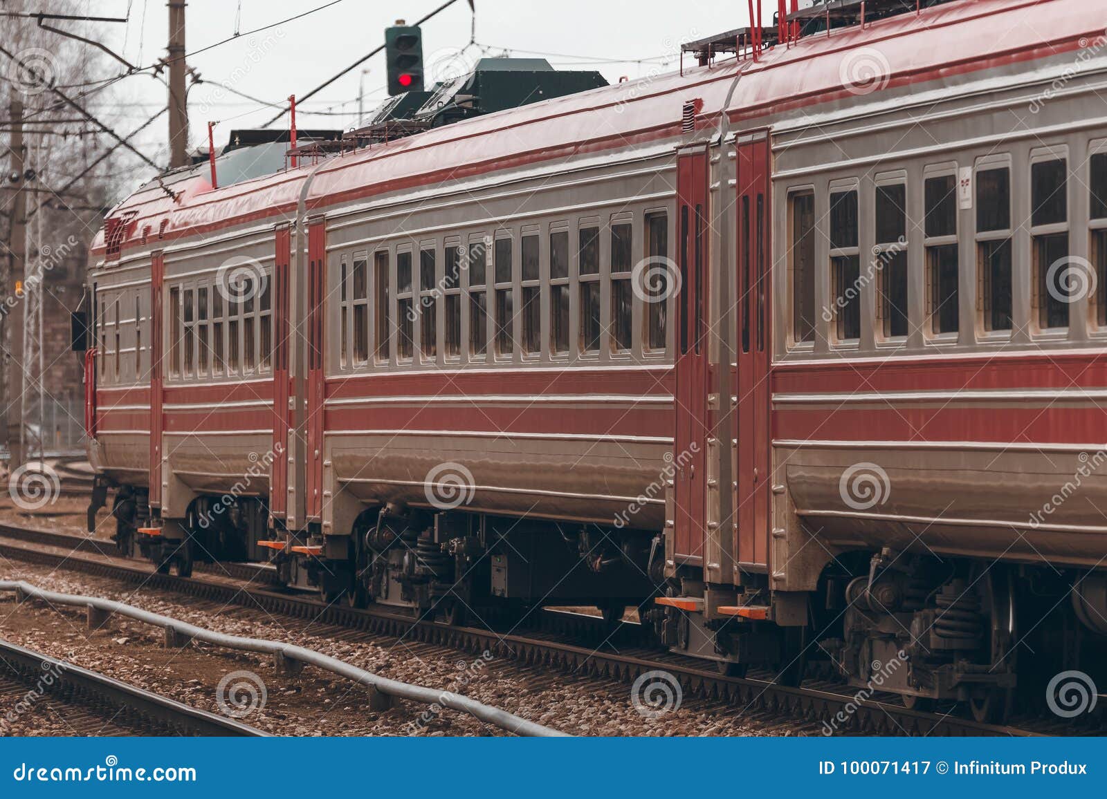 Red passenger train stock image. Image of railroad, transit - 100071417