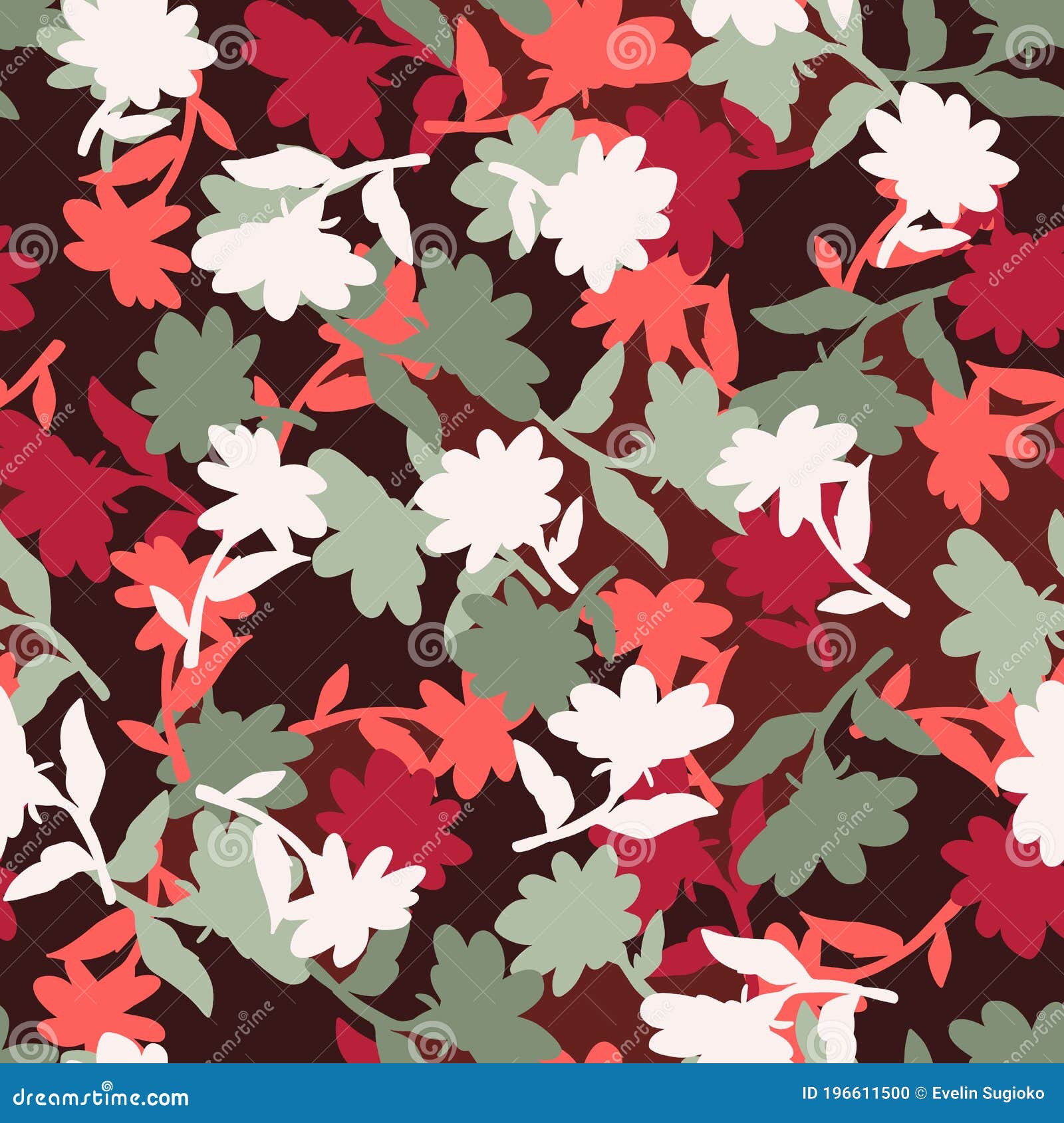 Red Passion Abstract Flower Vector Silhouette Pattern Stock Vector ...