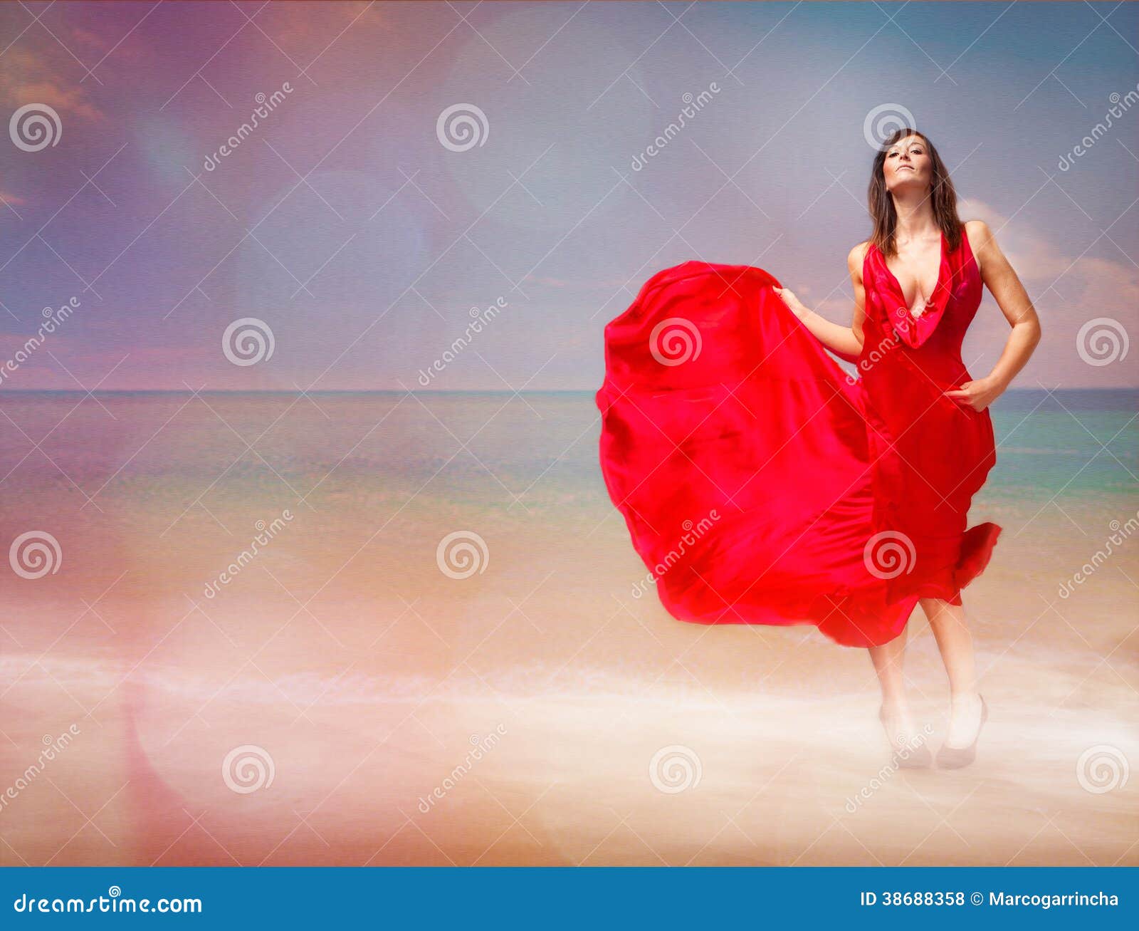Red passion on the beach stock photo. Image of model - 38688358