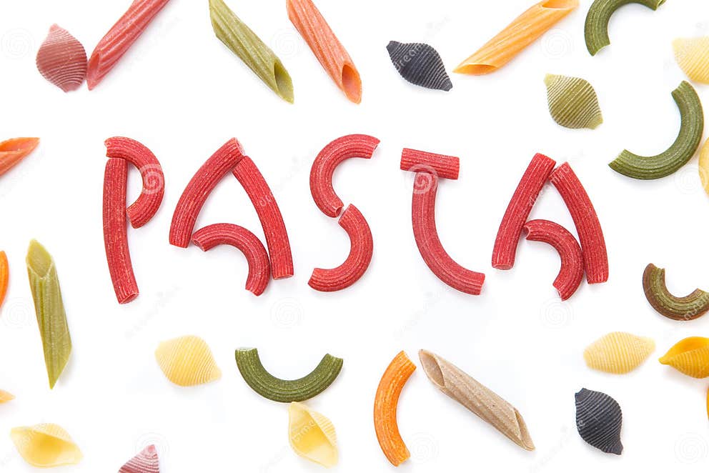 Red pasta writing stock photo. Image of ingredient, fresh - 13262058