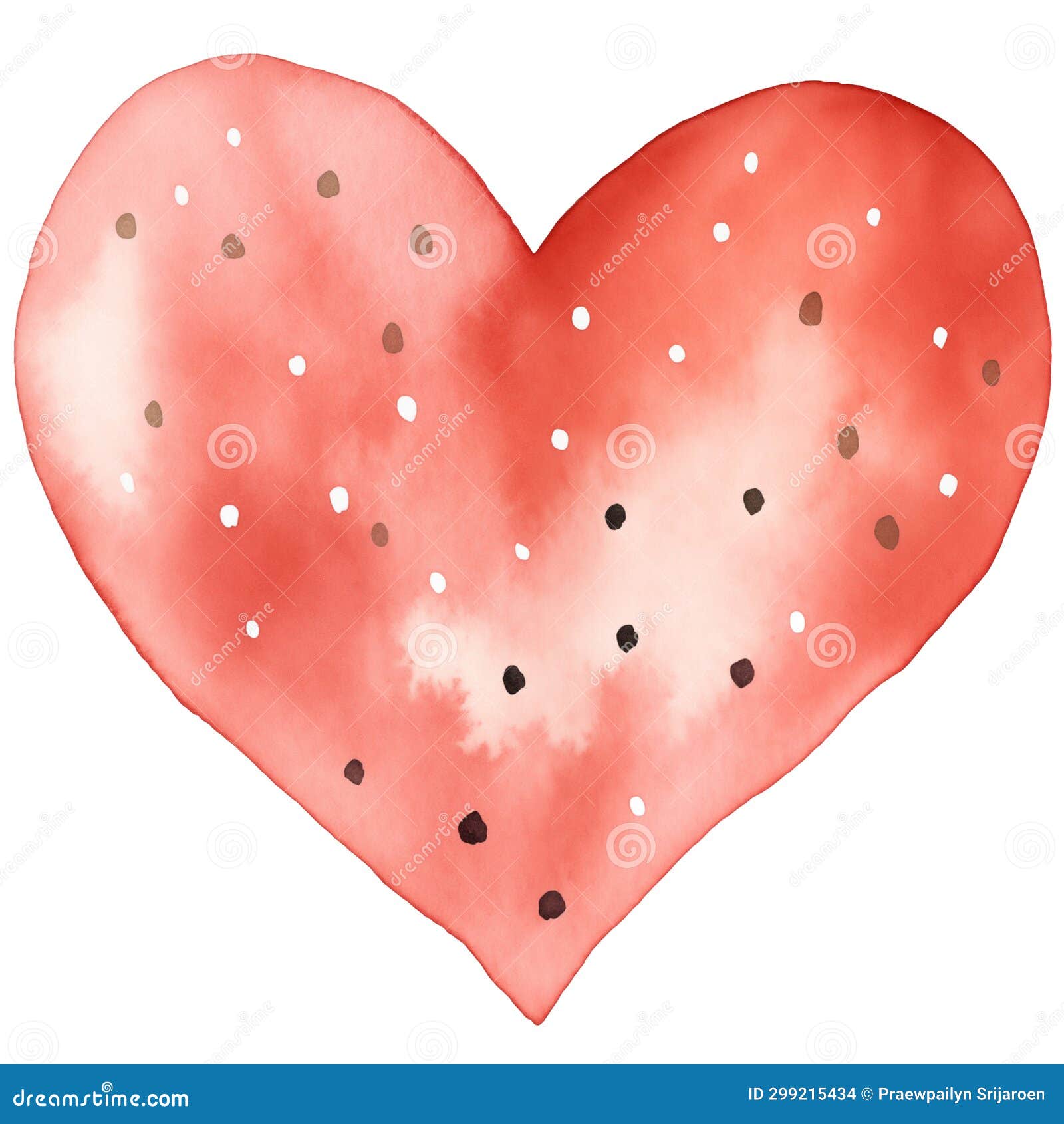 Red Pastel Boho Heart and Polka Dots on Isolated Background Stock Photo ...