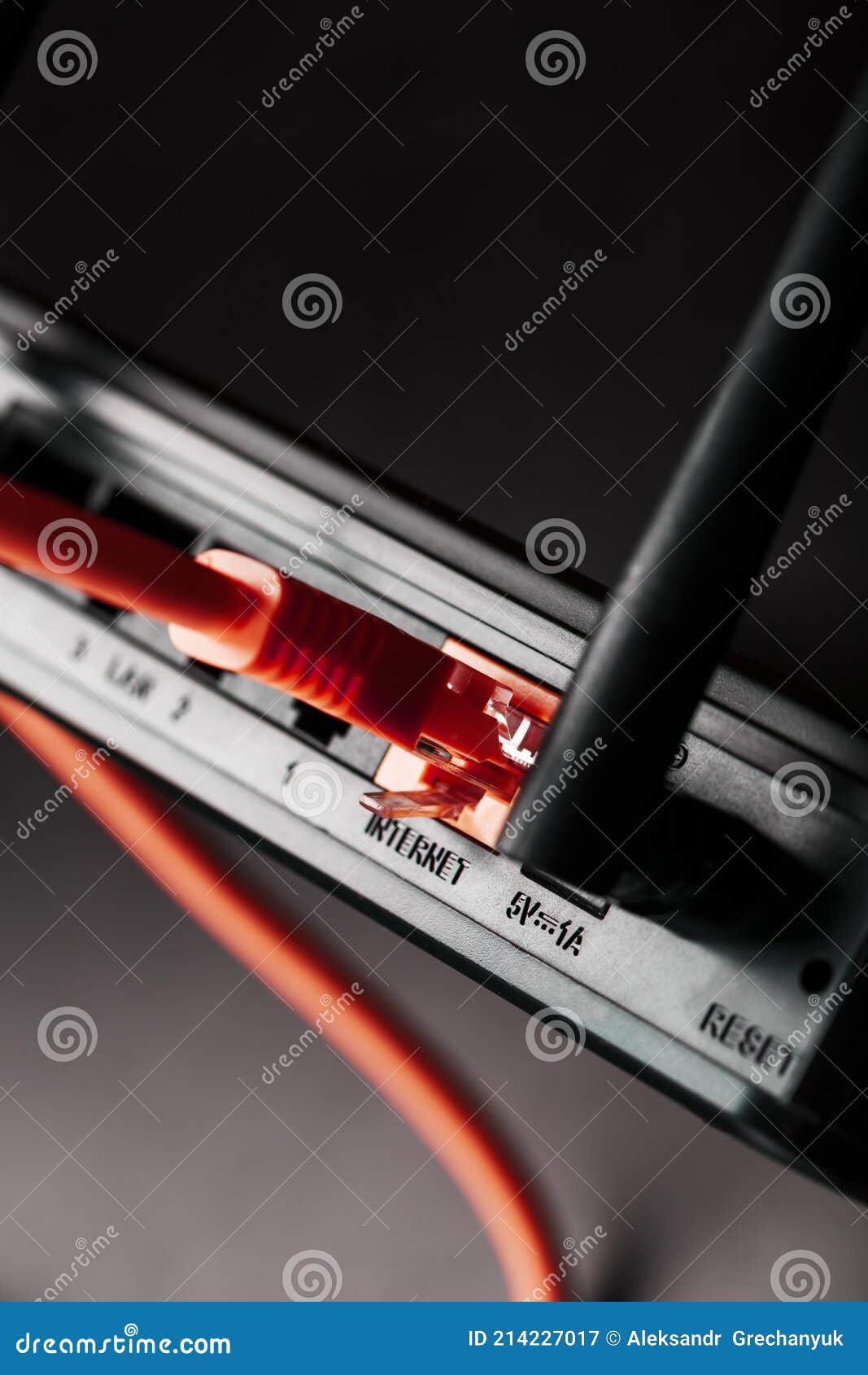 The Red Patch Cord is Inserted into the Router`s Wi-Fi Port To Access ...