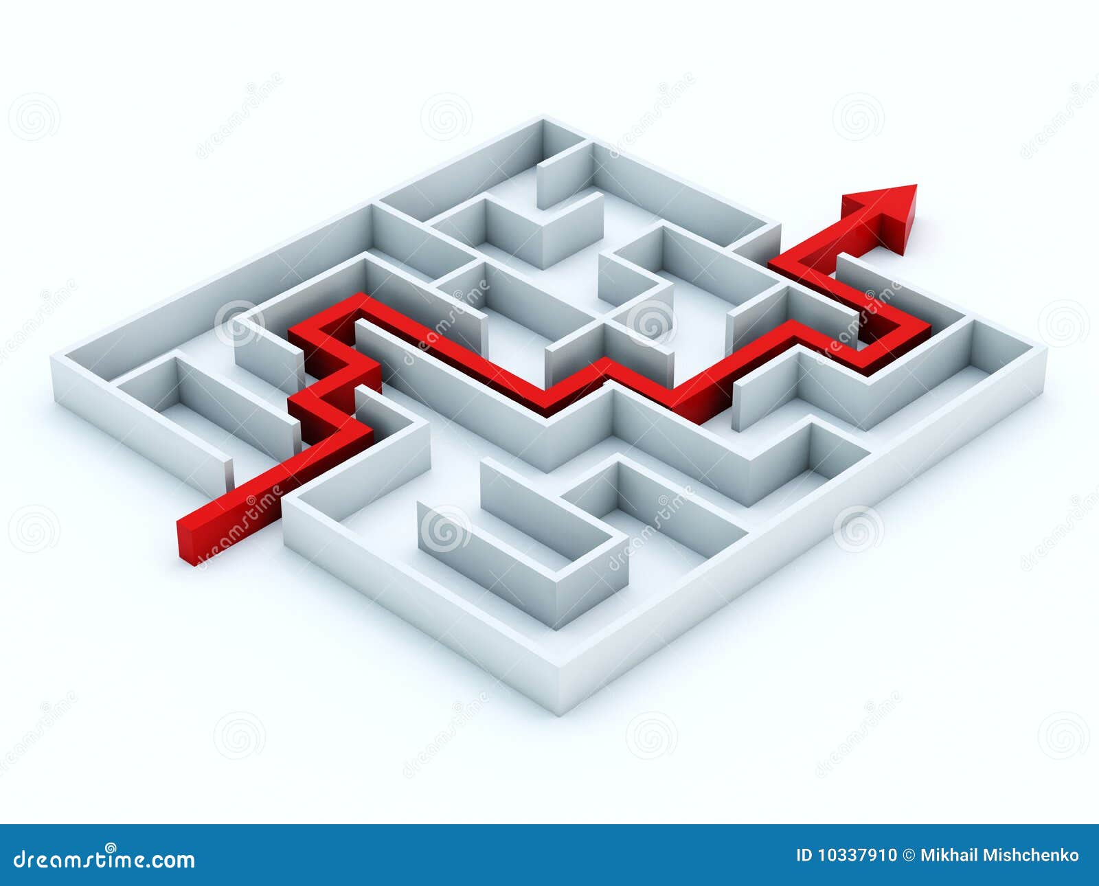 Red path across labyrinth stock illustration. Illustration of arrow ...
