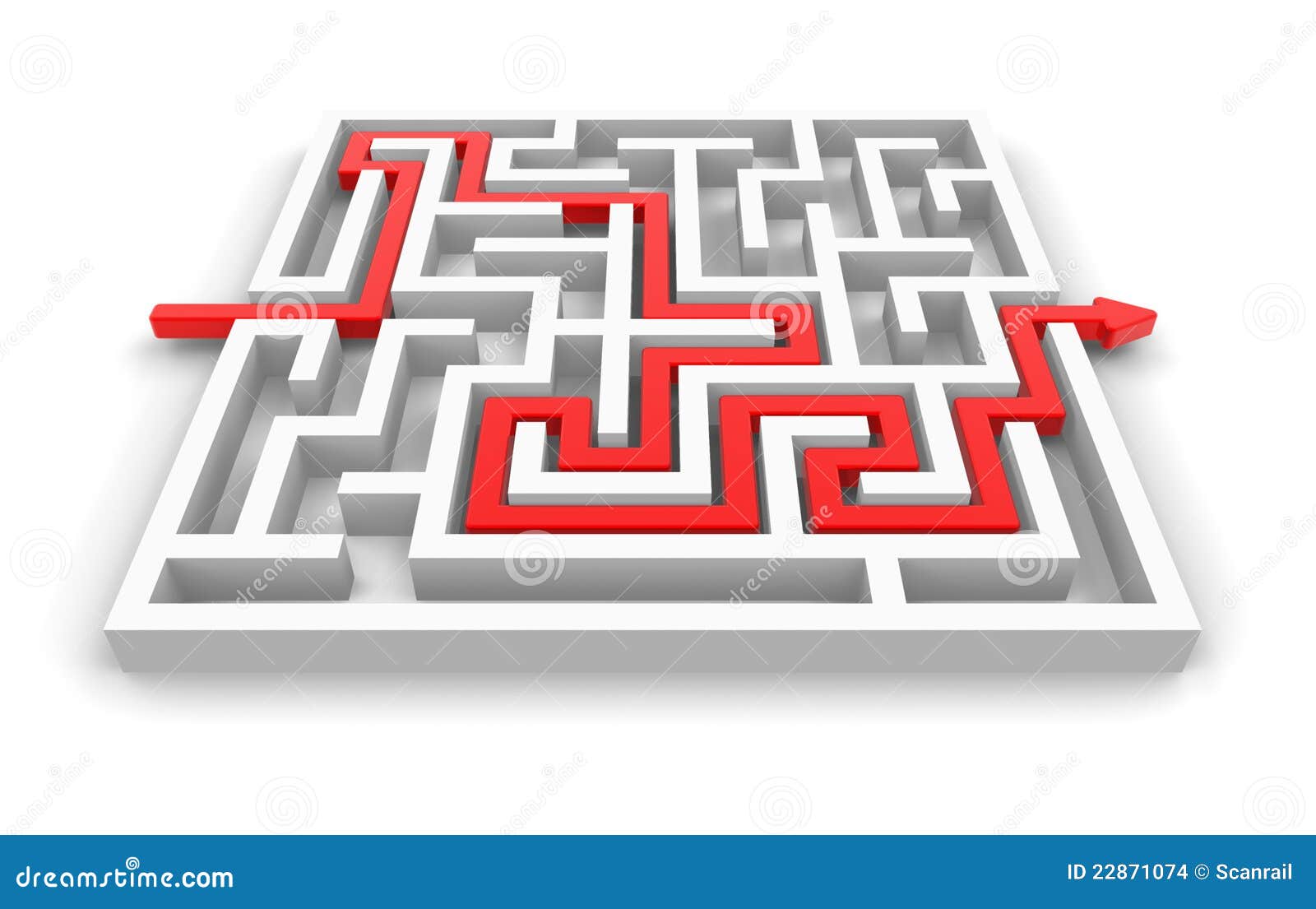 Red path across labyrinth stock illustration. Illustration of search ...