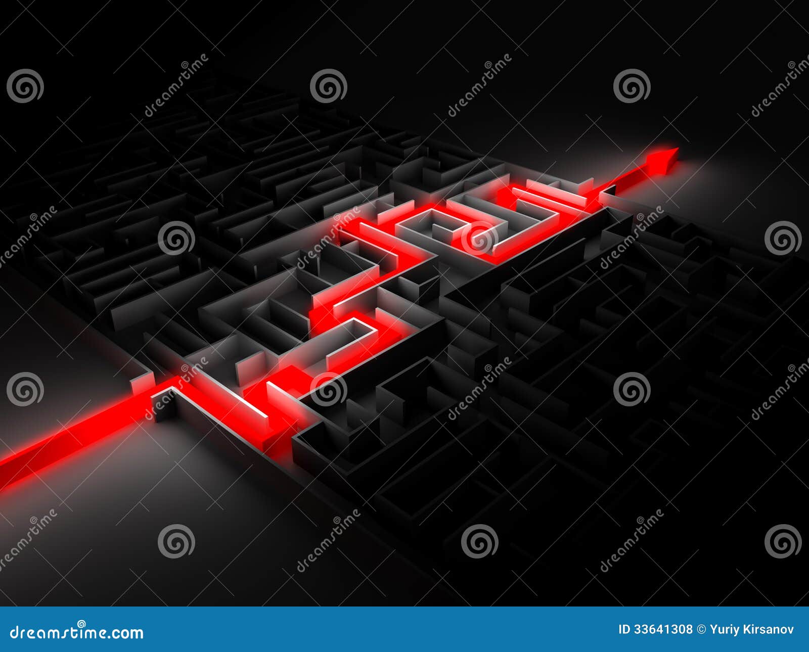 Red path across labyrinth stock illustration. Illustration of direction ...