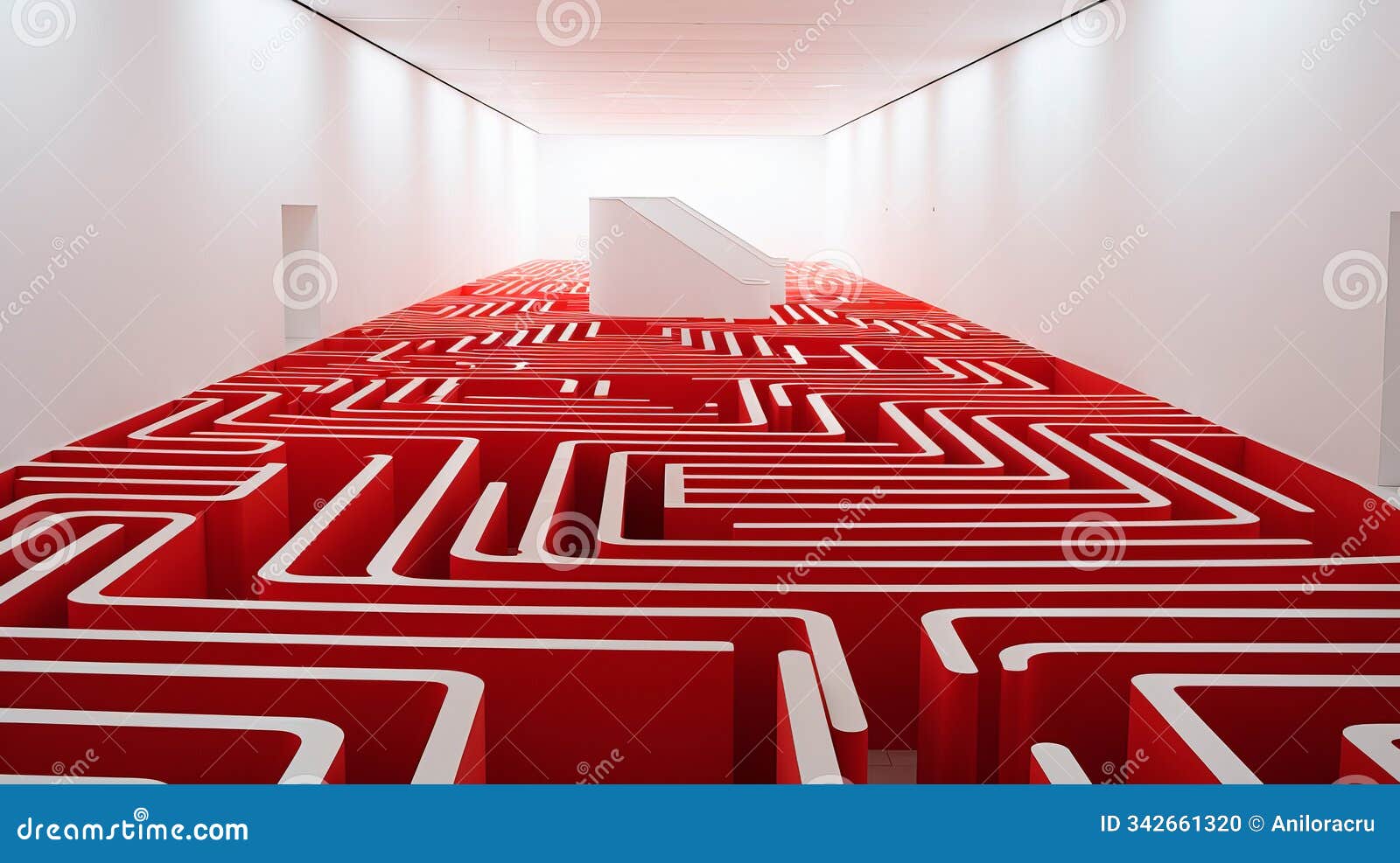 Red Path Across Labyrinth on White Surface Stock Photo - Image of ...