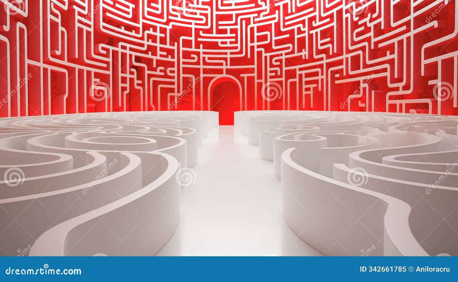 Red Path Across Labyrinth on White Surface Stock Image - Image of ...