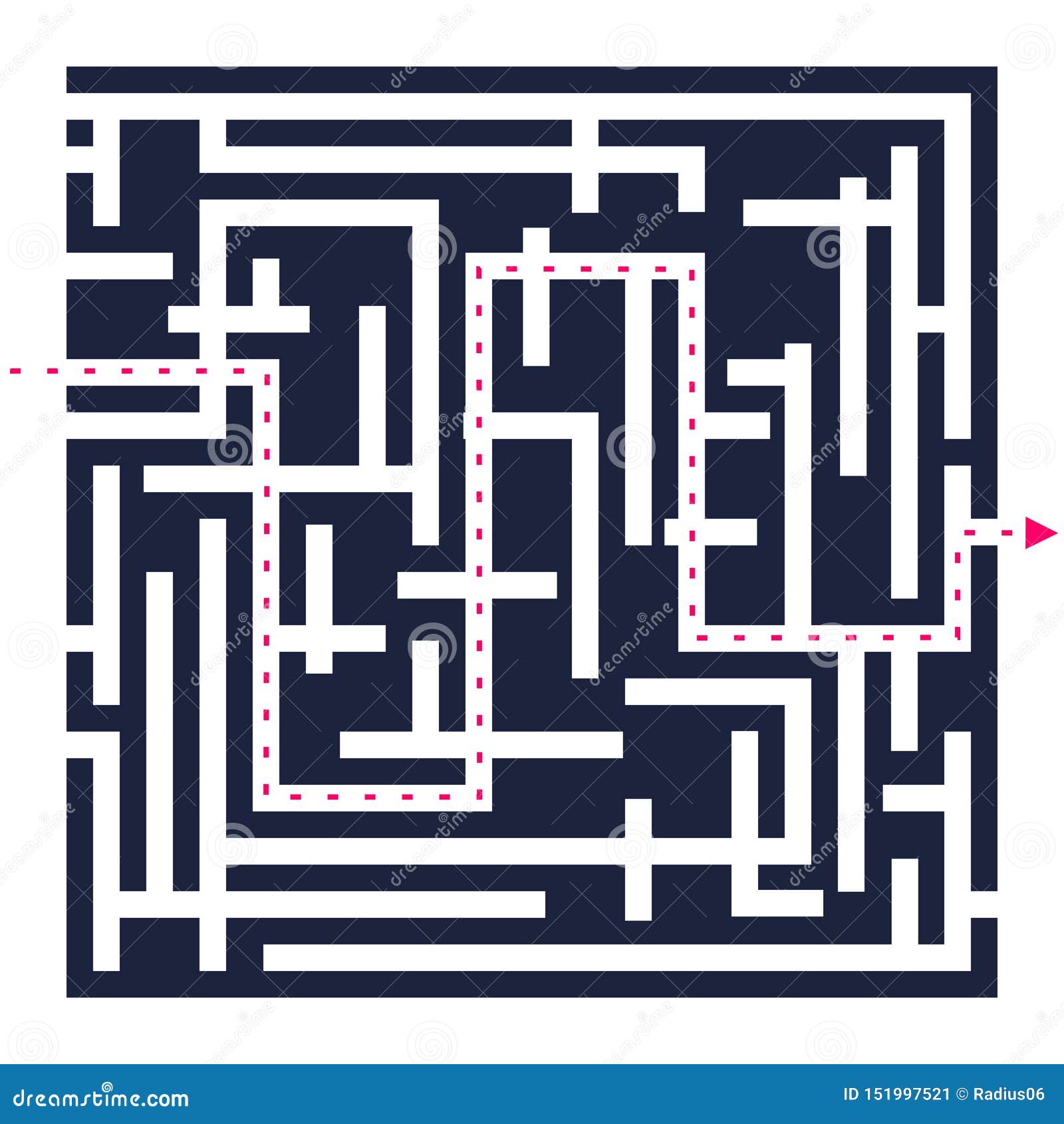 Red path across maze stock vector. Illustration of business - 151997521